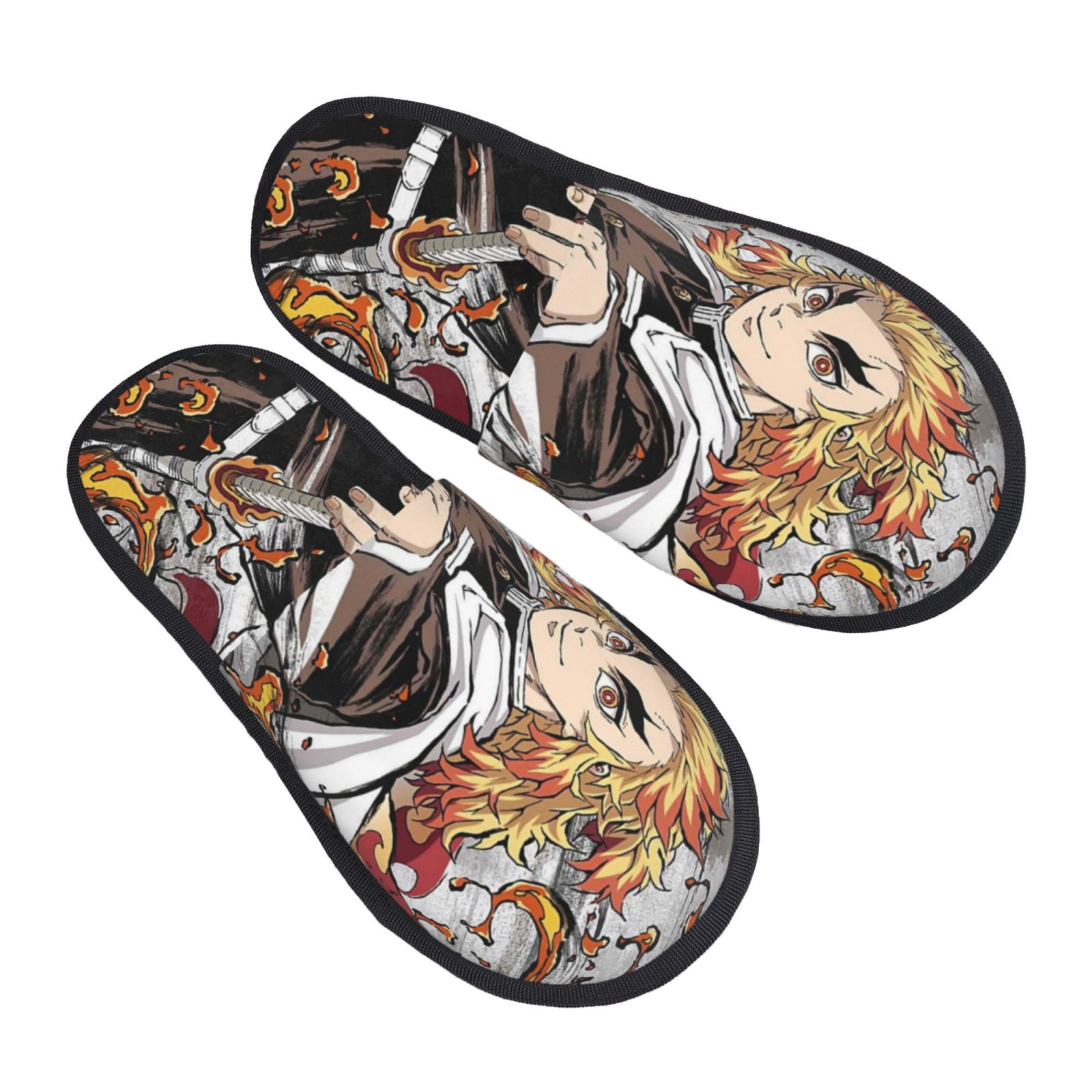 Soft Plush Furry Slippers, Demon Slayer Rengoku Kyojuro House Slippers ...