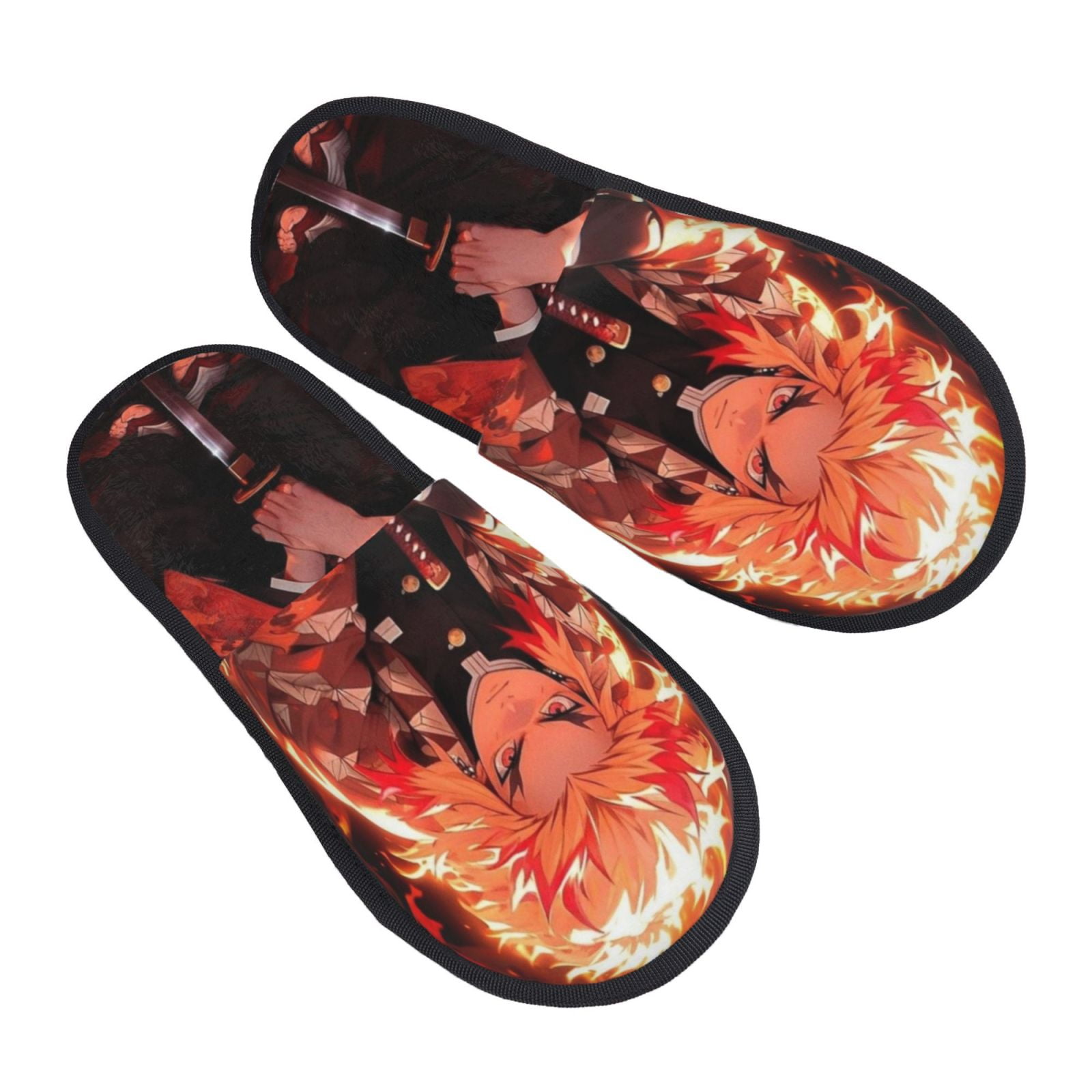 Soft Plush Furry Slippers, Demon Slayer Rengoku Kyojuro House Slippers ...