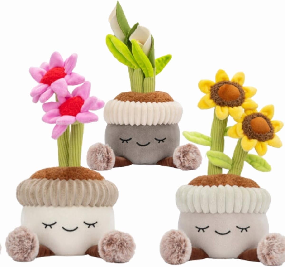 Soft Plush Potted Plant Set of 3 Rubber Tree, Cactus and Succulent ...