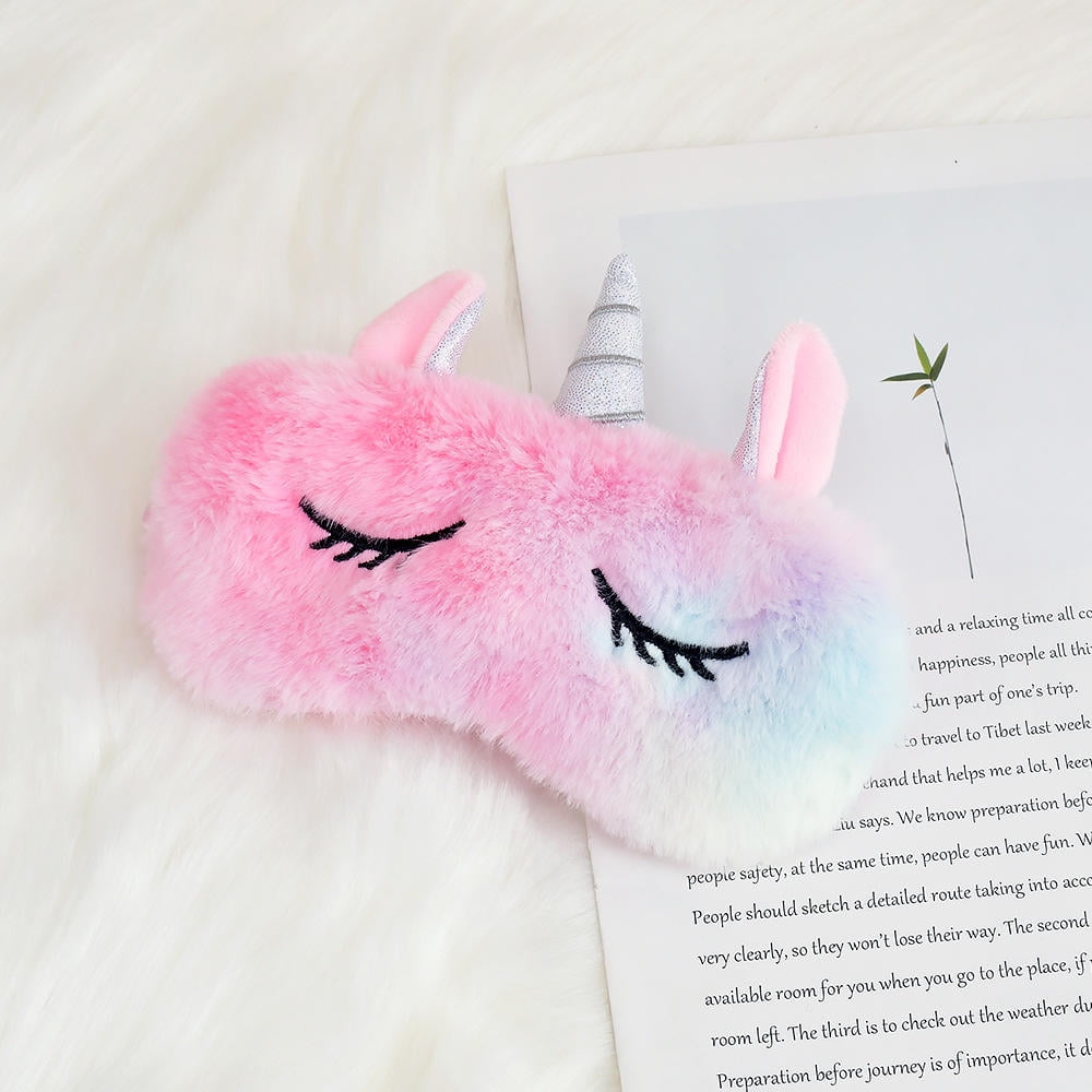 Soft Plush Sleeping Mask Eye Masks Cute Glitter Unicorn Eye Cover Plush ...