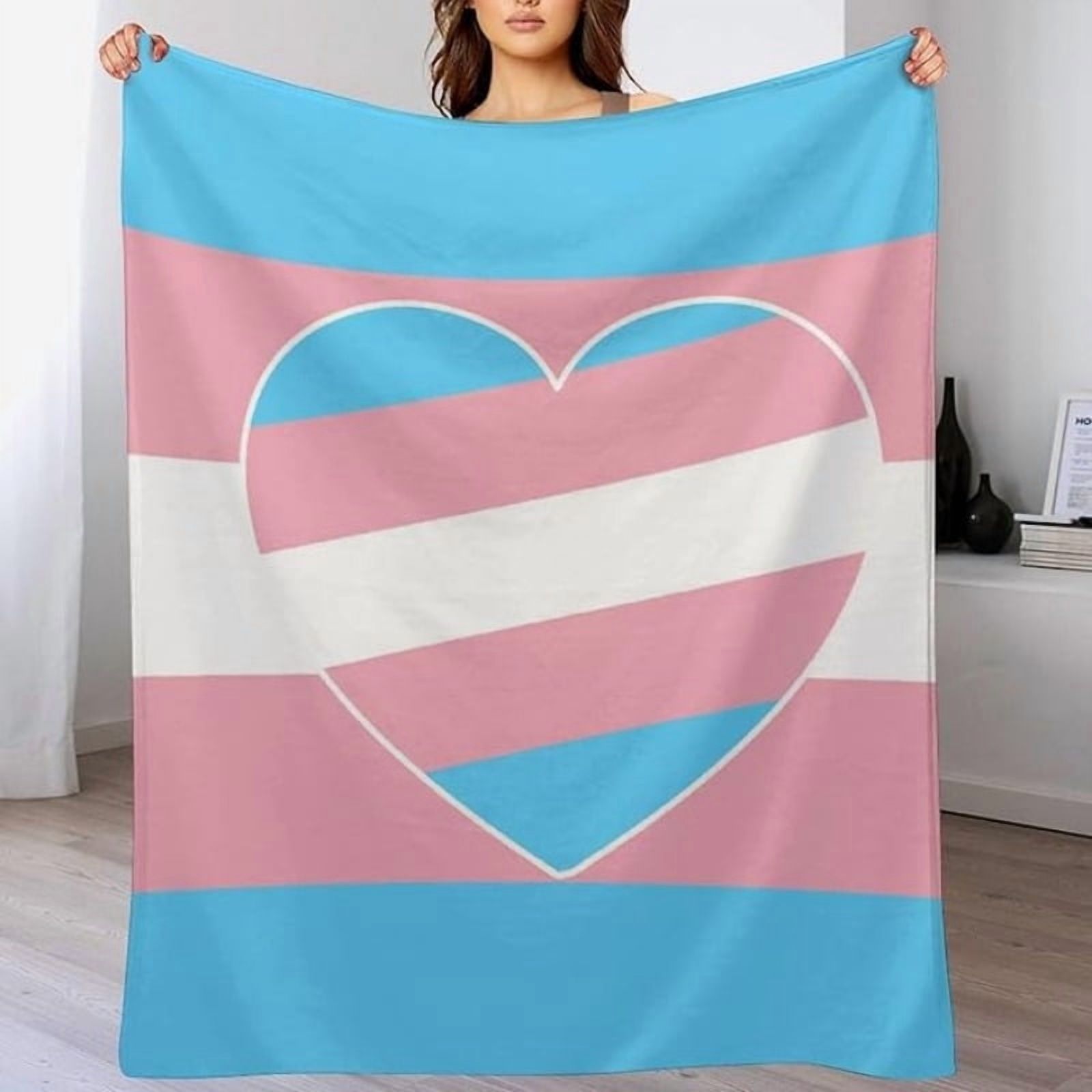 Soft Plush Transgender Pride Flag Throw Blanket Cozy Warm Flannel ...