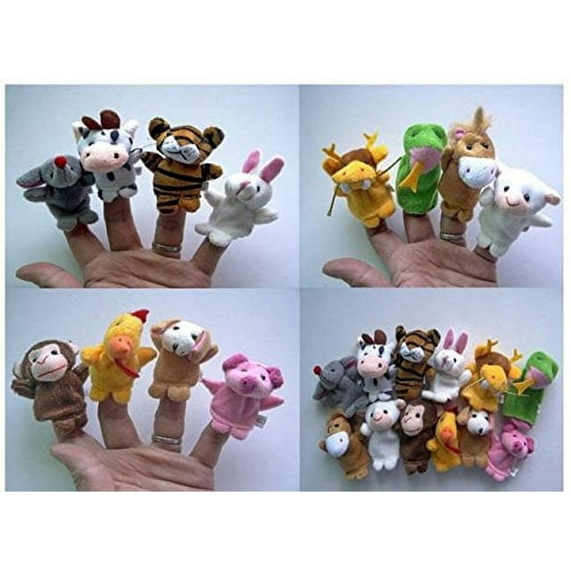 Soft Plush Velour Animal Hand Puppets Kids Animal Finger - 10 Pieces ...