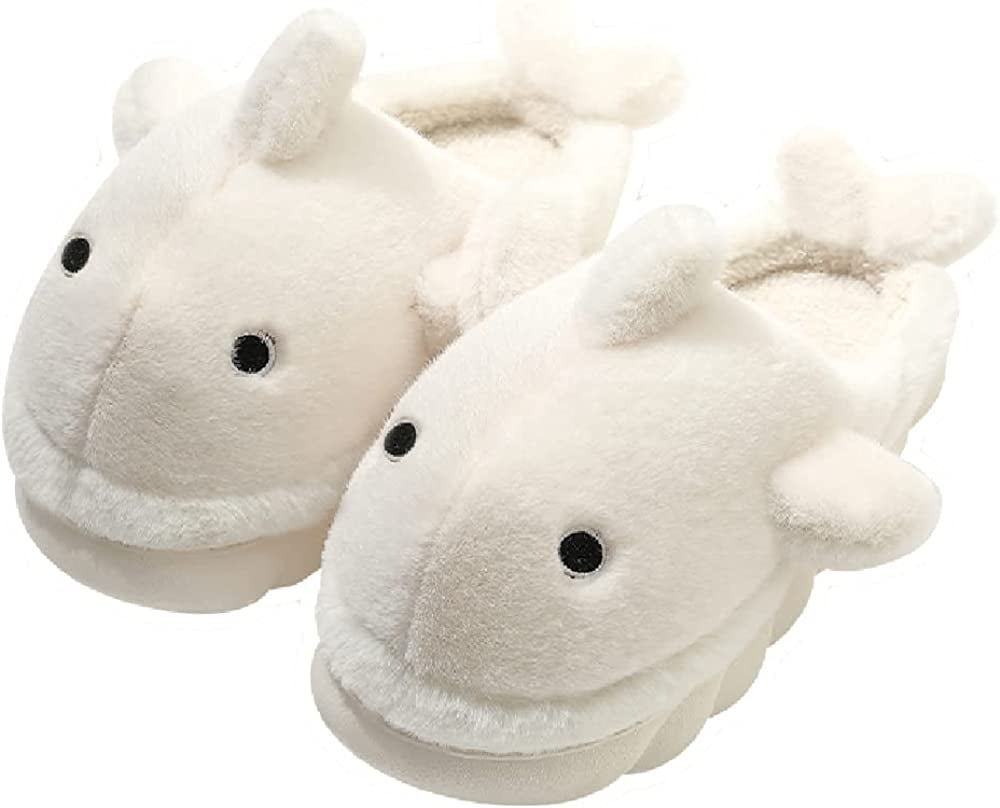 Soft Plush Whale Shark Fuzzy Slippers 1.6'' Heightening Soles for Women ...