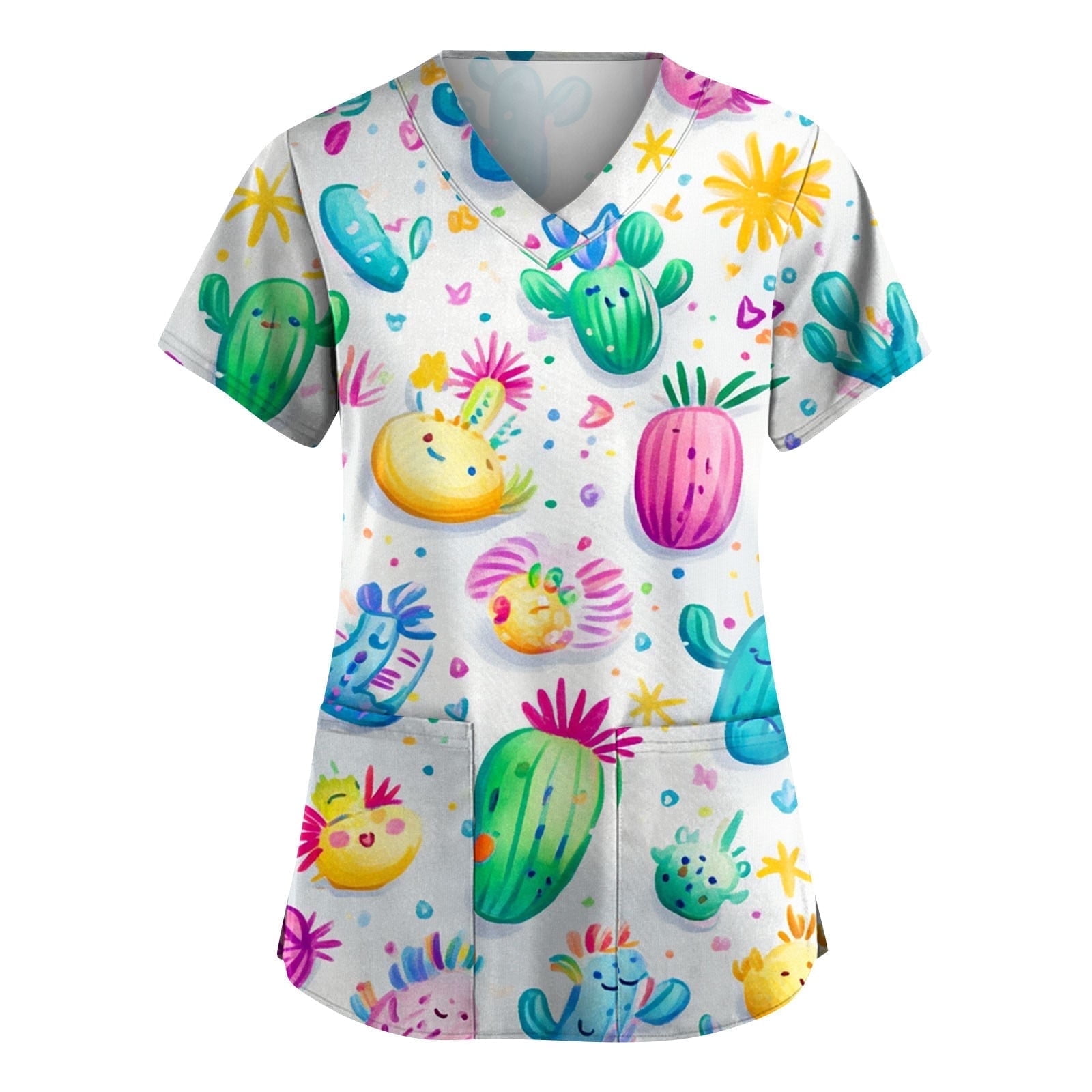 Soft Polyester-Spandex Medical Scrubs, Animal Print Scrub Tops For ...