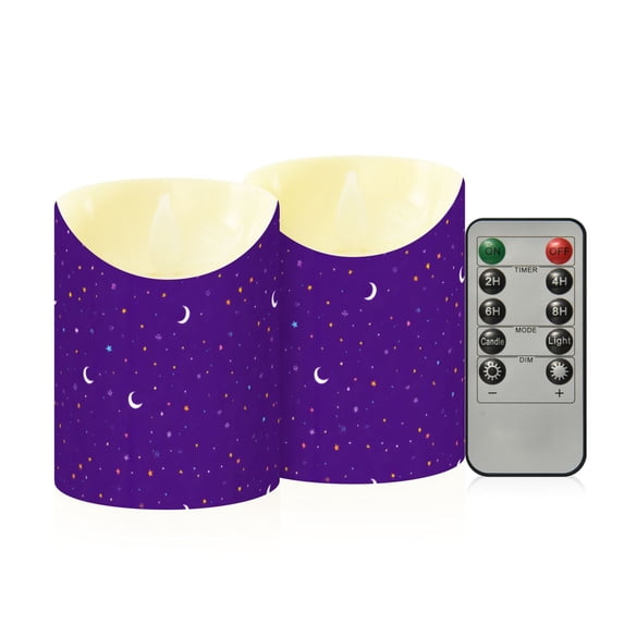 Soft Purple Night Flameless Candles 2 PCS with Remote Realistic Moving ...