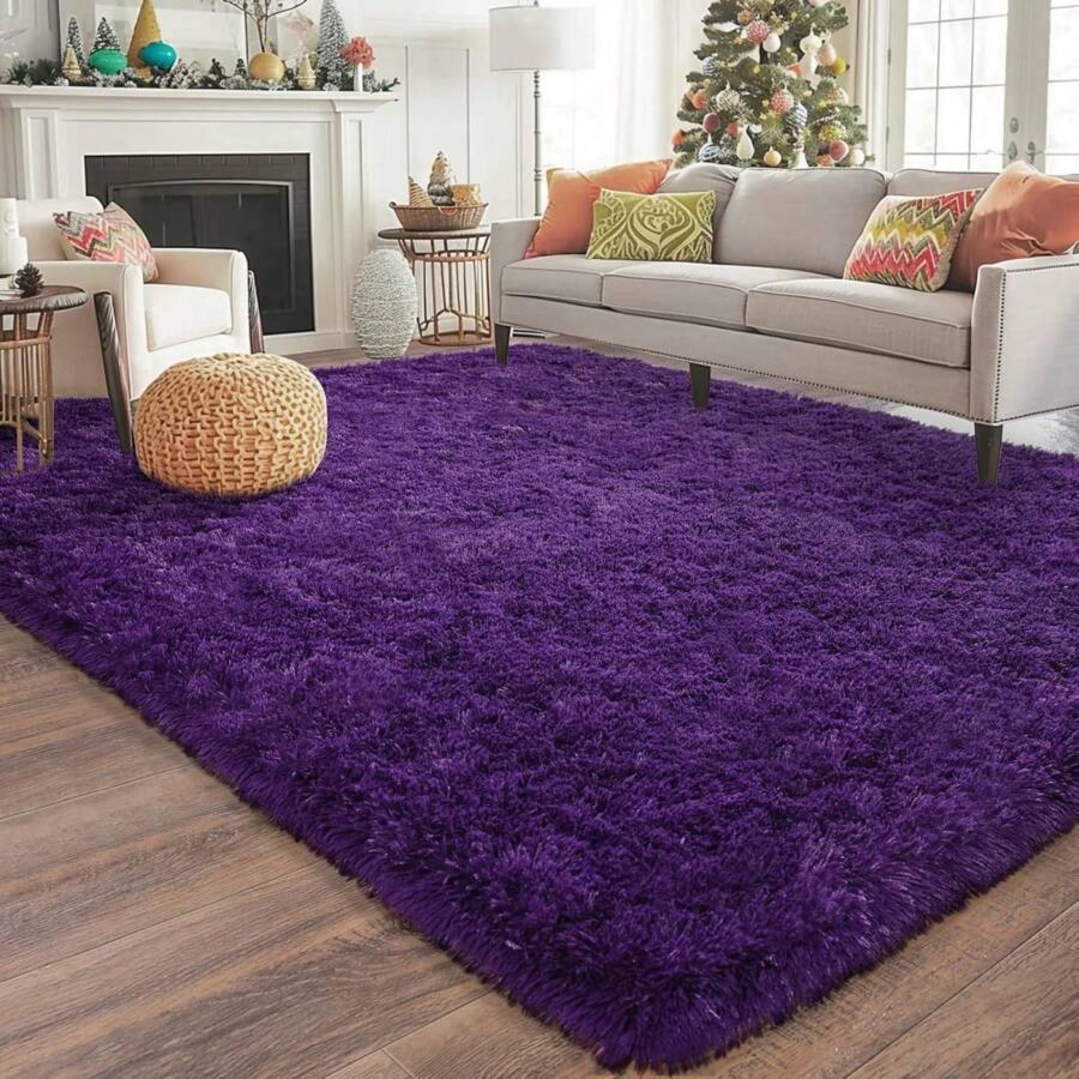 Soft Purple Shag Rug - Luxury Modern Plush, Non-Slip - For Bedroom ...