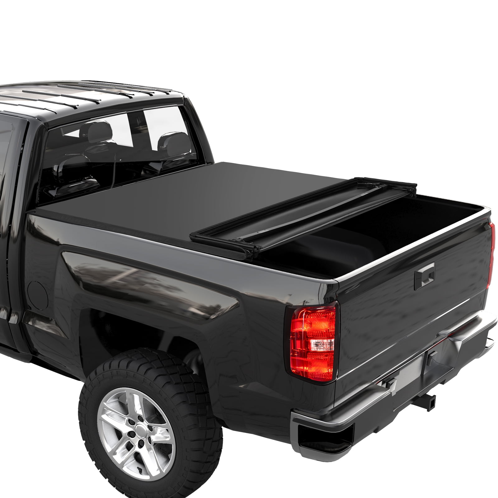 Soft Quad Fold Truck Bed Tonneau Cover Compatible with 2014-2018 ...