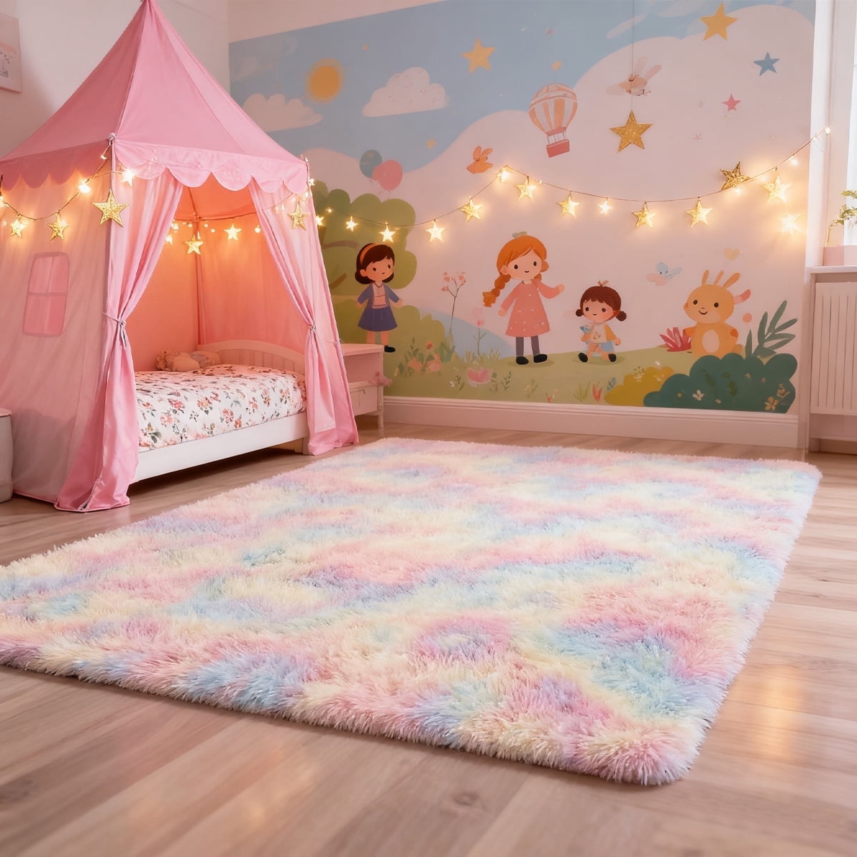 Soft Rainbow Area Rugs for Girls Room, Fluffy Colorful Rugs Cute Floor ...
