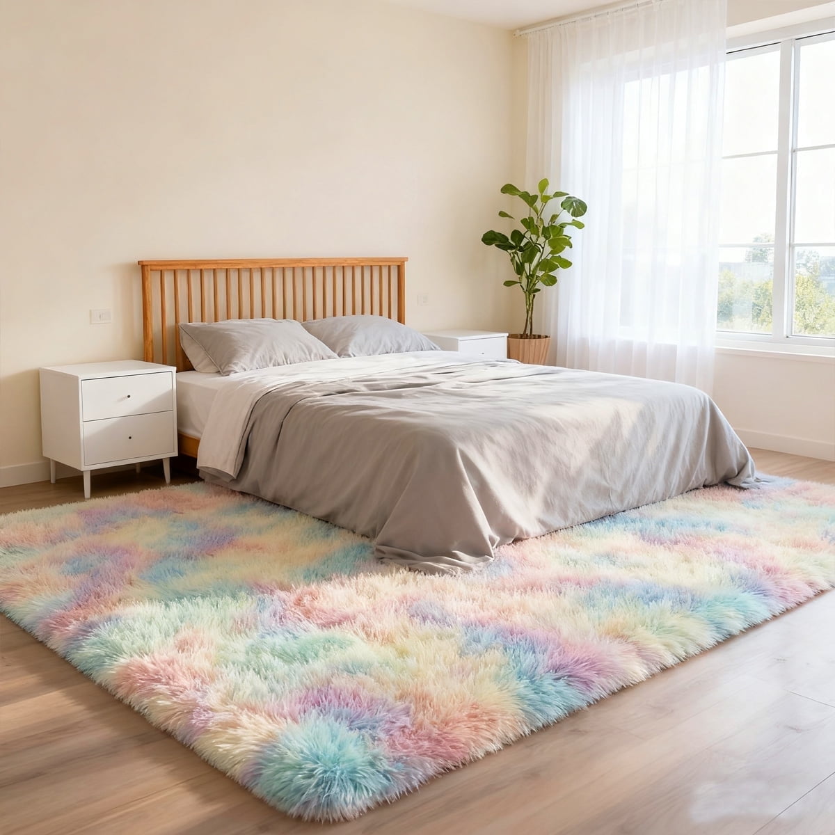 Soft Rainbow Area Rugs for Girls Room, Fluffy Colorful Rugs Cute Floor ...