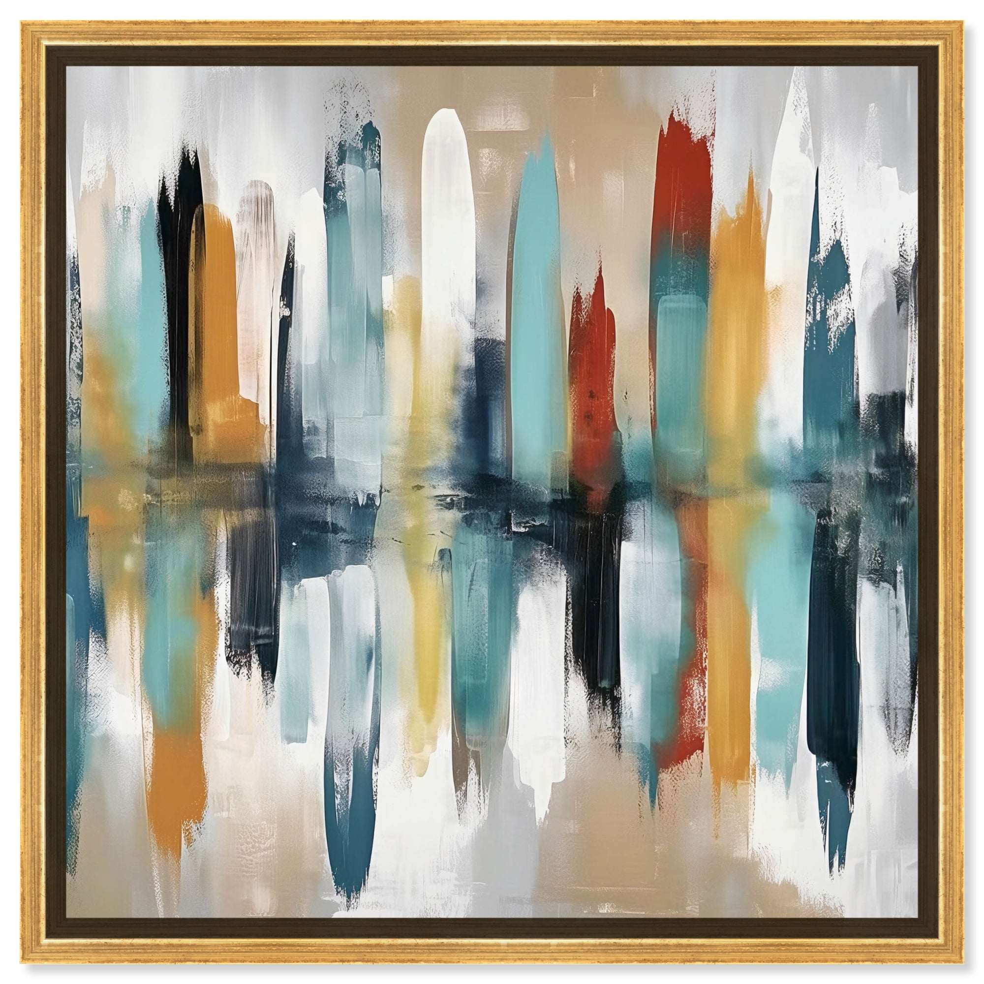 Soft Reflections Canvas Colorful Wall Art by Art Remedy, Gold Frame, 30 ...