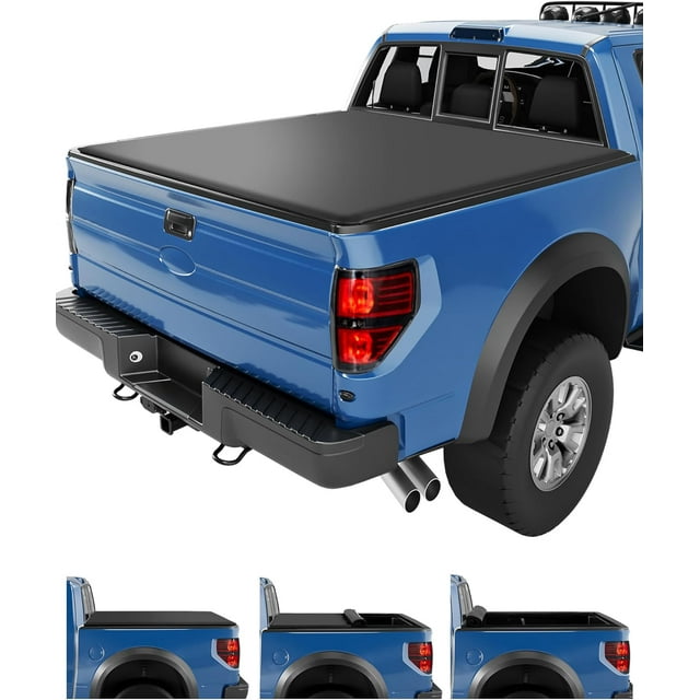 Soft Roll Up Truck Bed Tonneau Cover Compatible with 2004-2008 Ford F-150, Rolling up Bed Cover ...
