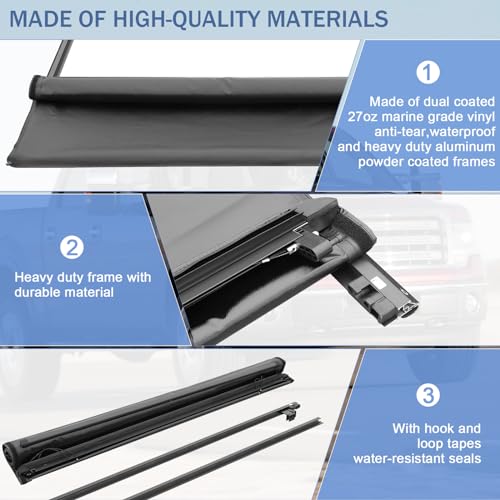 Soft Roll-Up Truck Bed Tonneau Cover Compatible with 2015-2023 Chevy ...