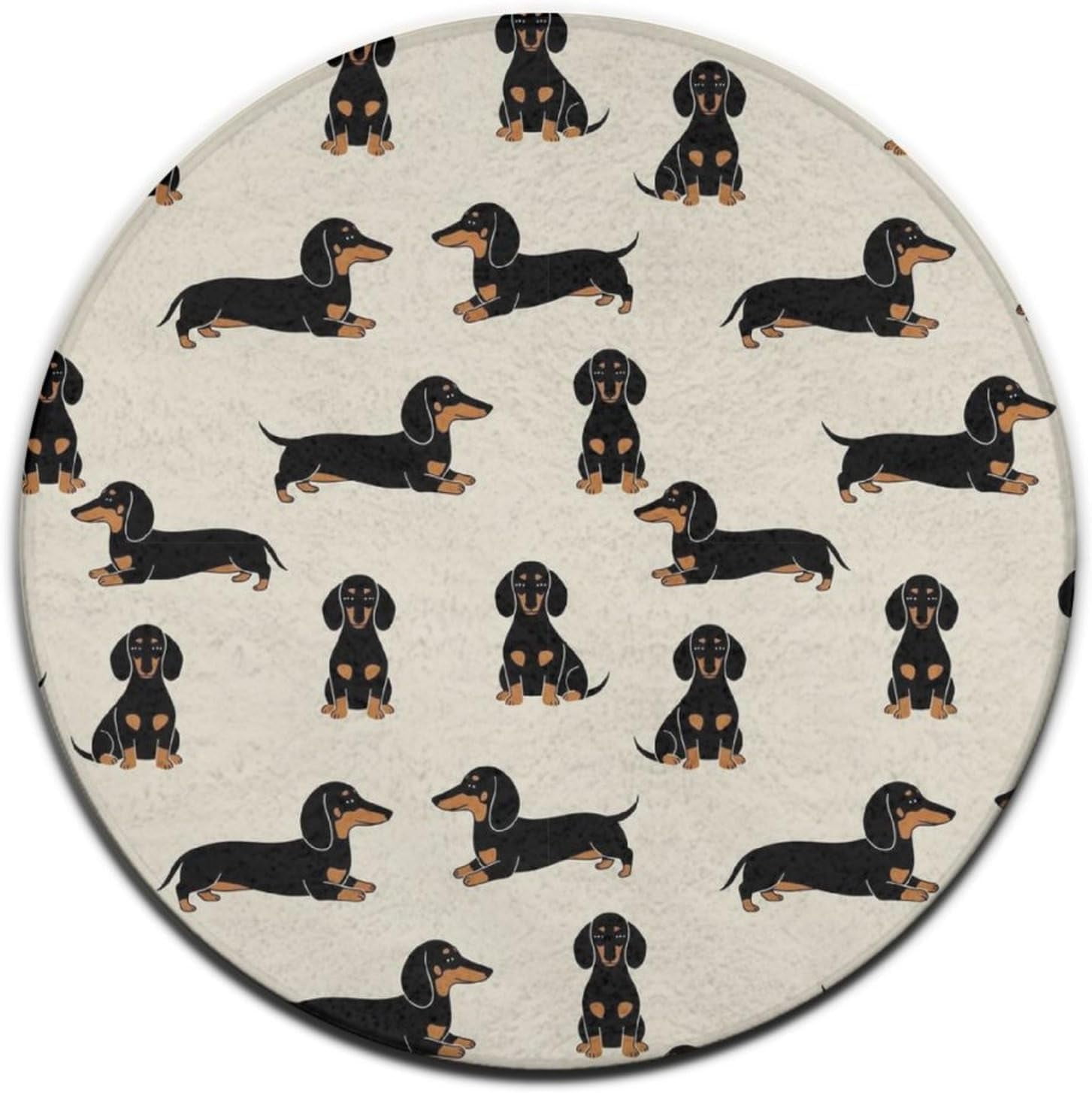 Soft Round Area Rug Cartoon Dachshund Weiner Dog Pet Dogs for Bedroom ...