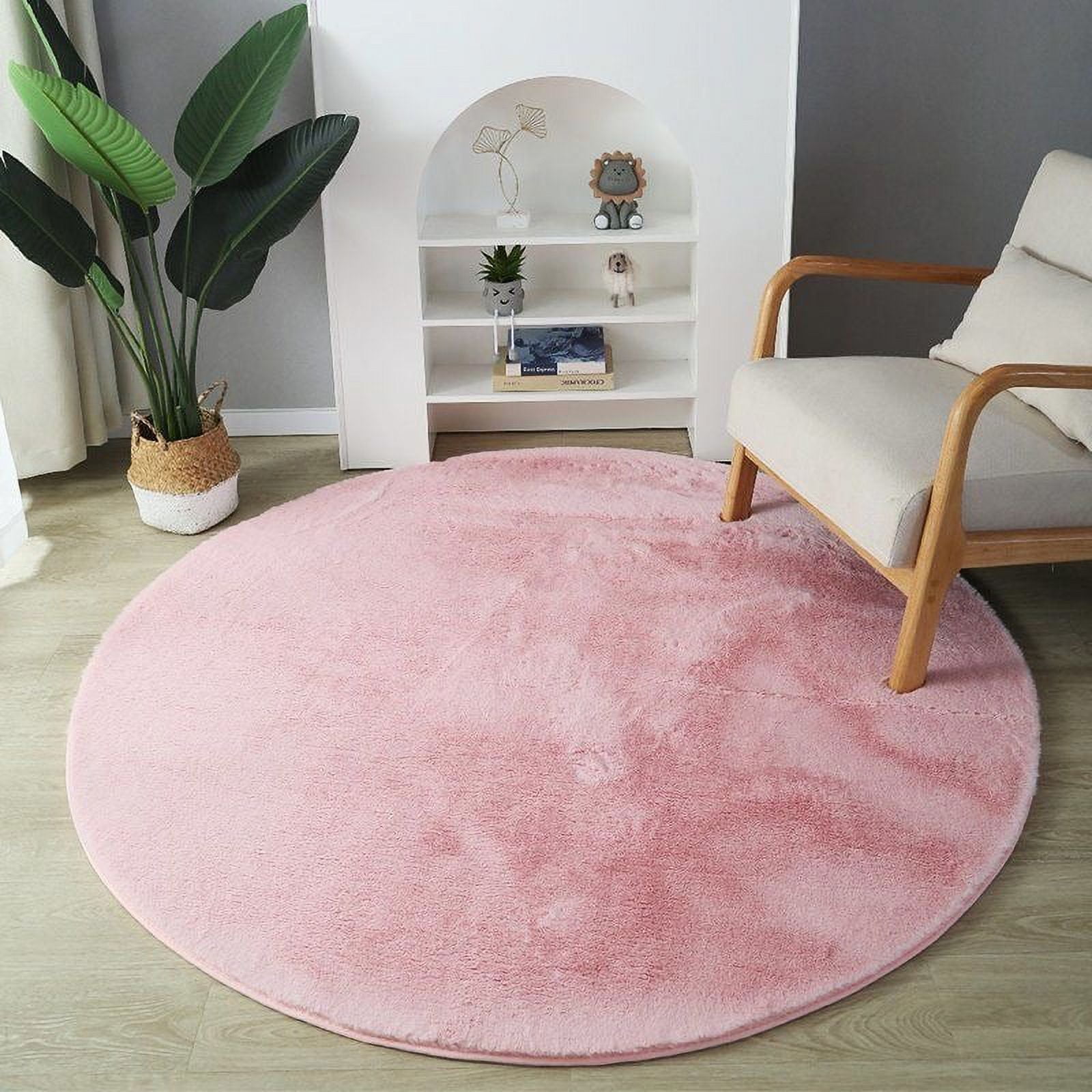Soft Round Carpet Rabbit Faux Fur Plush Bedroom Rug White Plush Shaggy ...