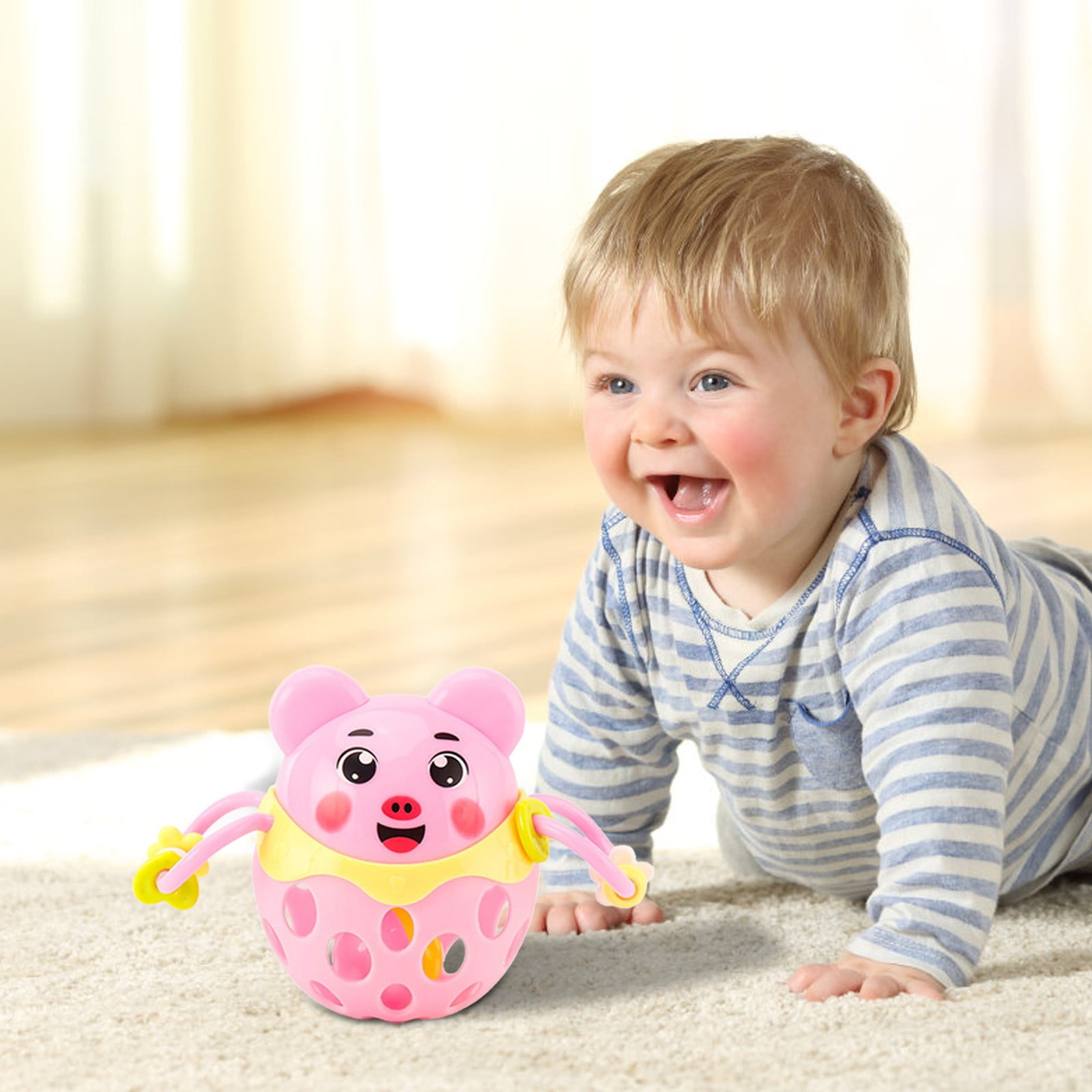 Soft Rubber Animal Grip Ball Shaker Bell Toy | Multisensory Stimulation ...