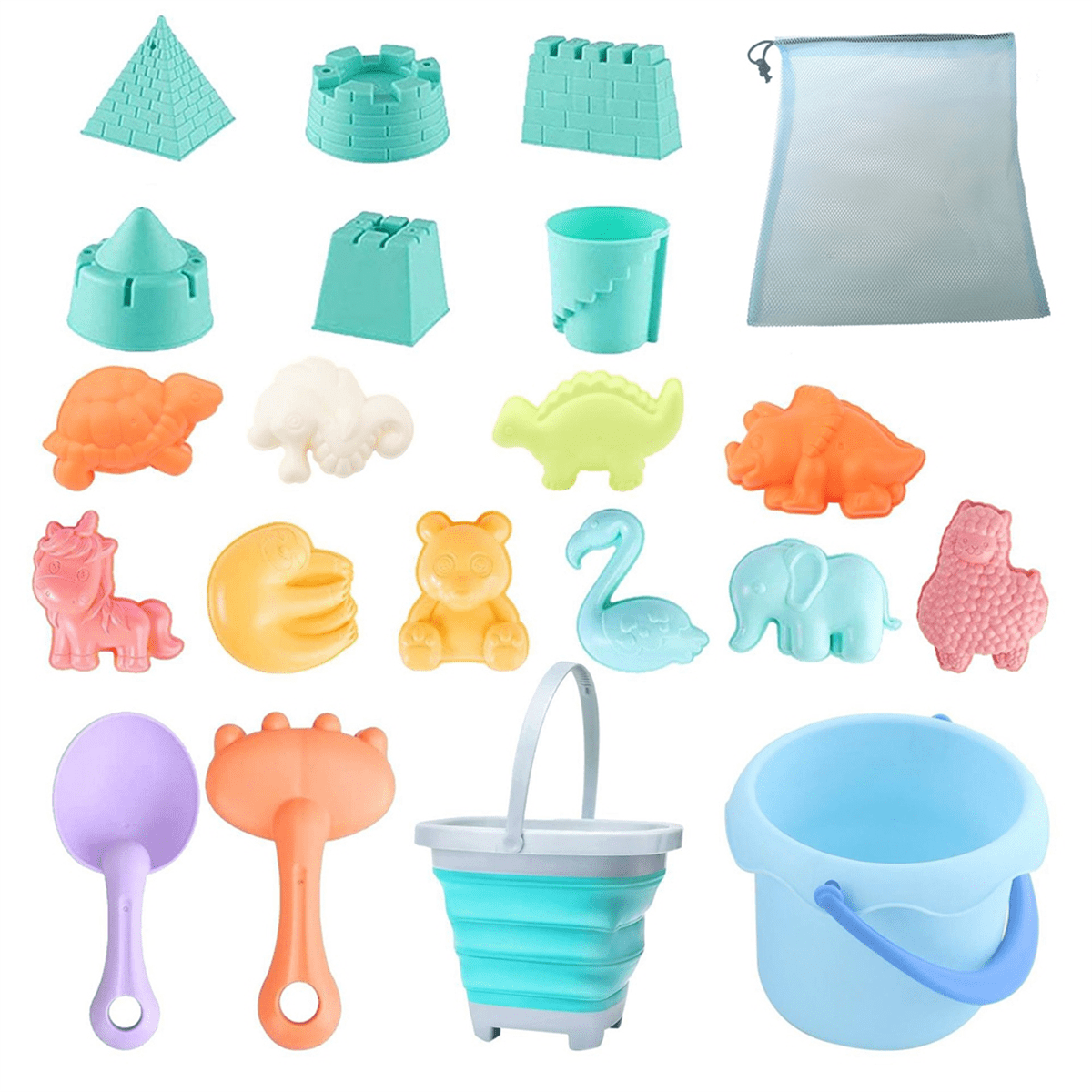 Soft Rubber Beach Play Set, Baby Outdoor Water Play, Foldable Bucket ...