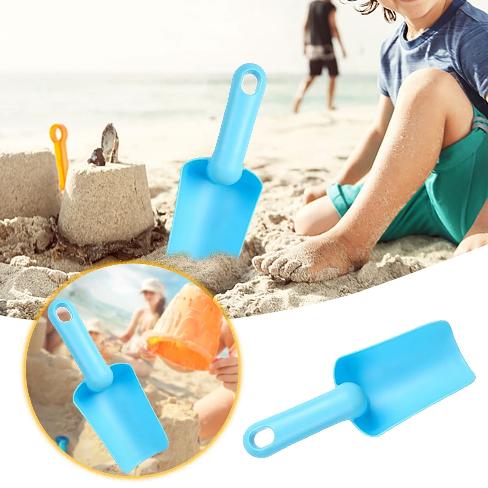 Soft Rubber Beach Toy Set for Kids 3+, Sand Rake & Shovel with Foldable ...