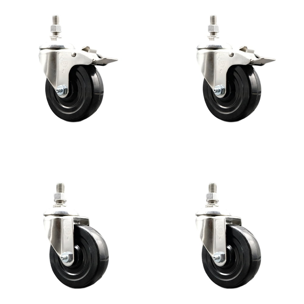 Soft Rubber Swivel Stem Caster Set of 4 with 4 Inch Caster Wheels-12mm ...
