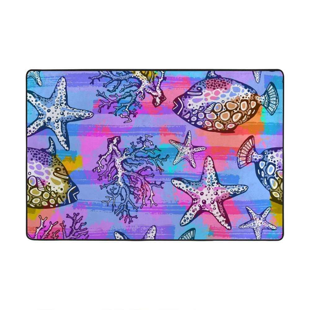 Soft Rug Comfortable Indoor Carpet, Colorful Starfish Large Area Rugs ...