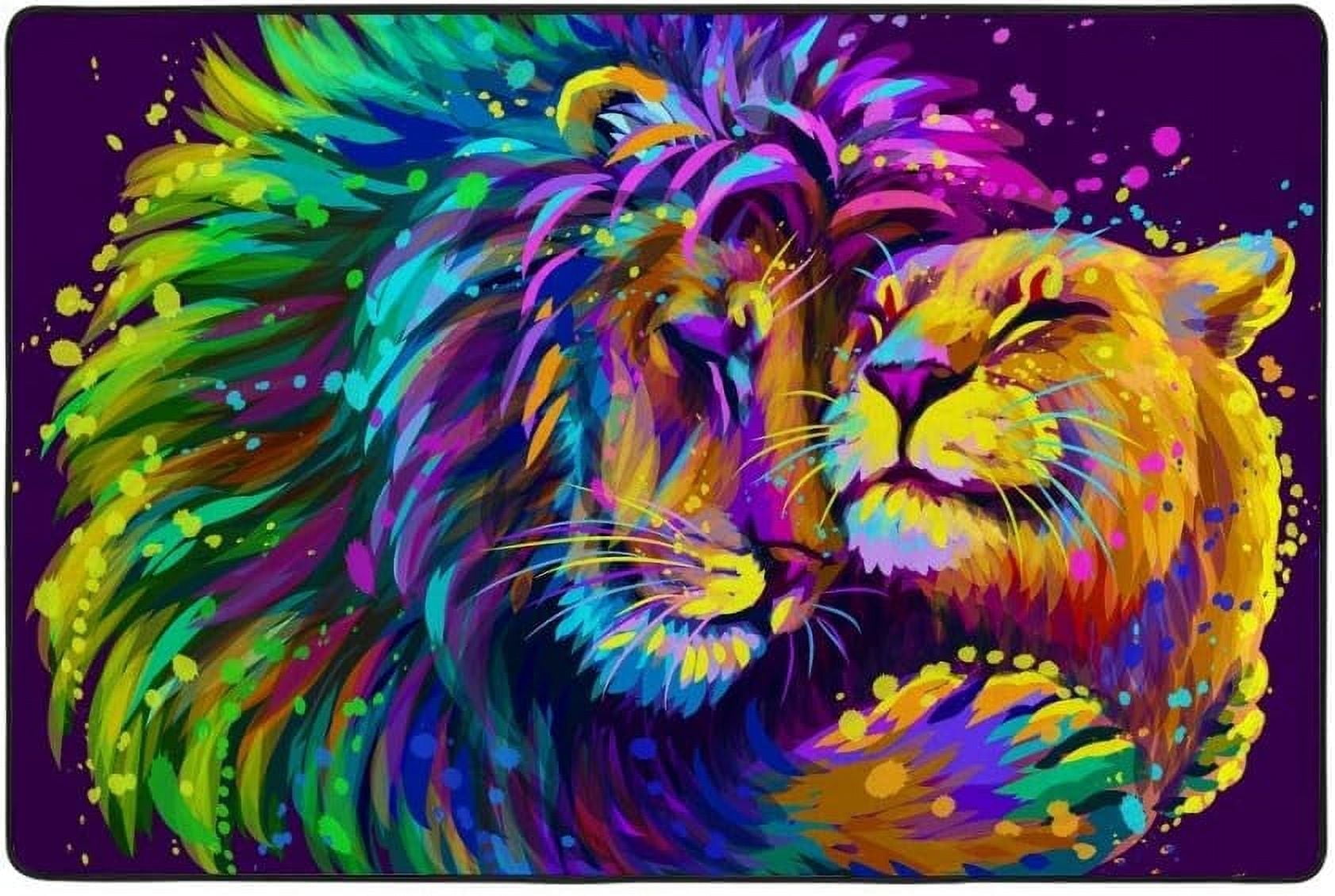 Soft Rug Comfortable Indoor Carpet, Lion Embraces Lioness Large Area ...