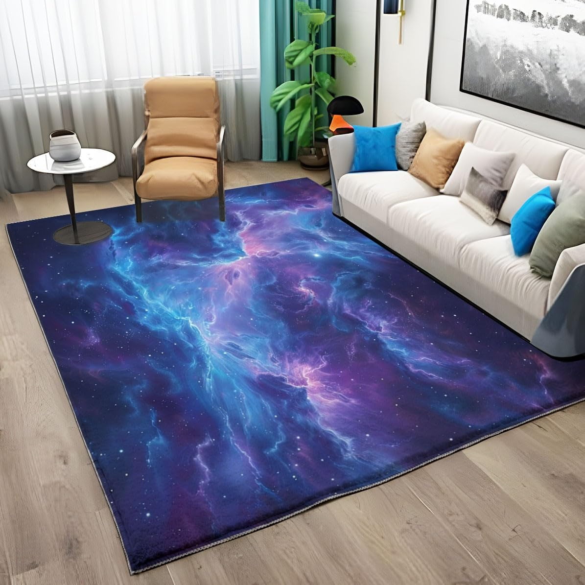 Soft Rug For Living Room Abstract Starry Sky Fluffy Area Rug For ...