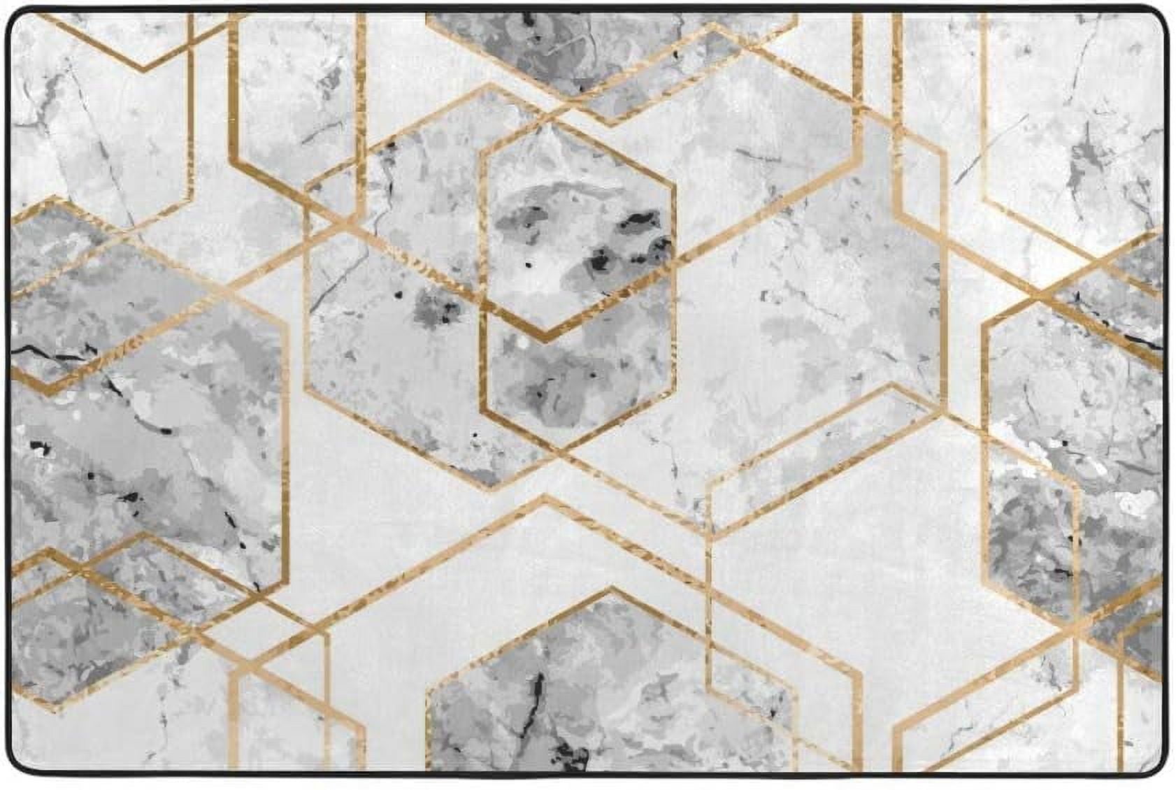 Soft Rug Large Area Rugs, Metal Hexagon Texture Comfortable Indoor ...