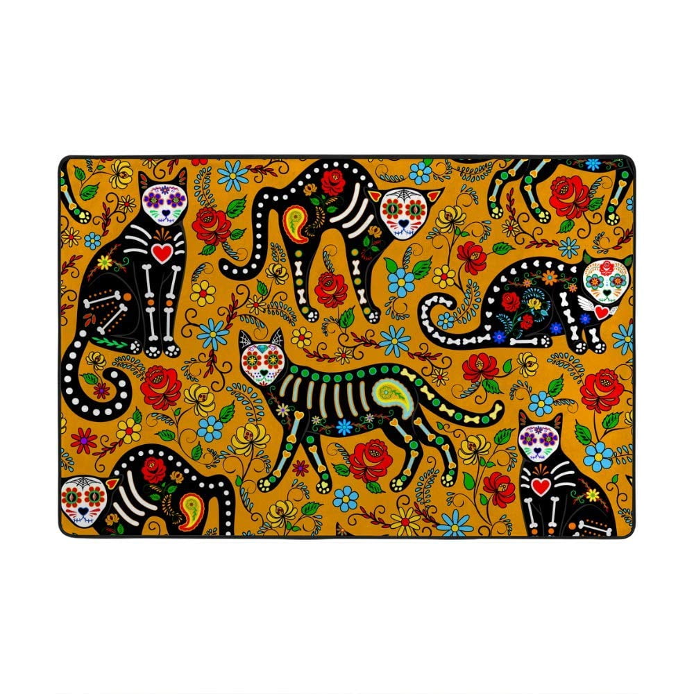 Soft Rug Large Area Rugs, Seamless Black Cat Comfortable Indoor Carpet ...