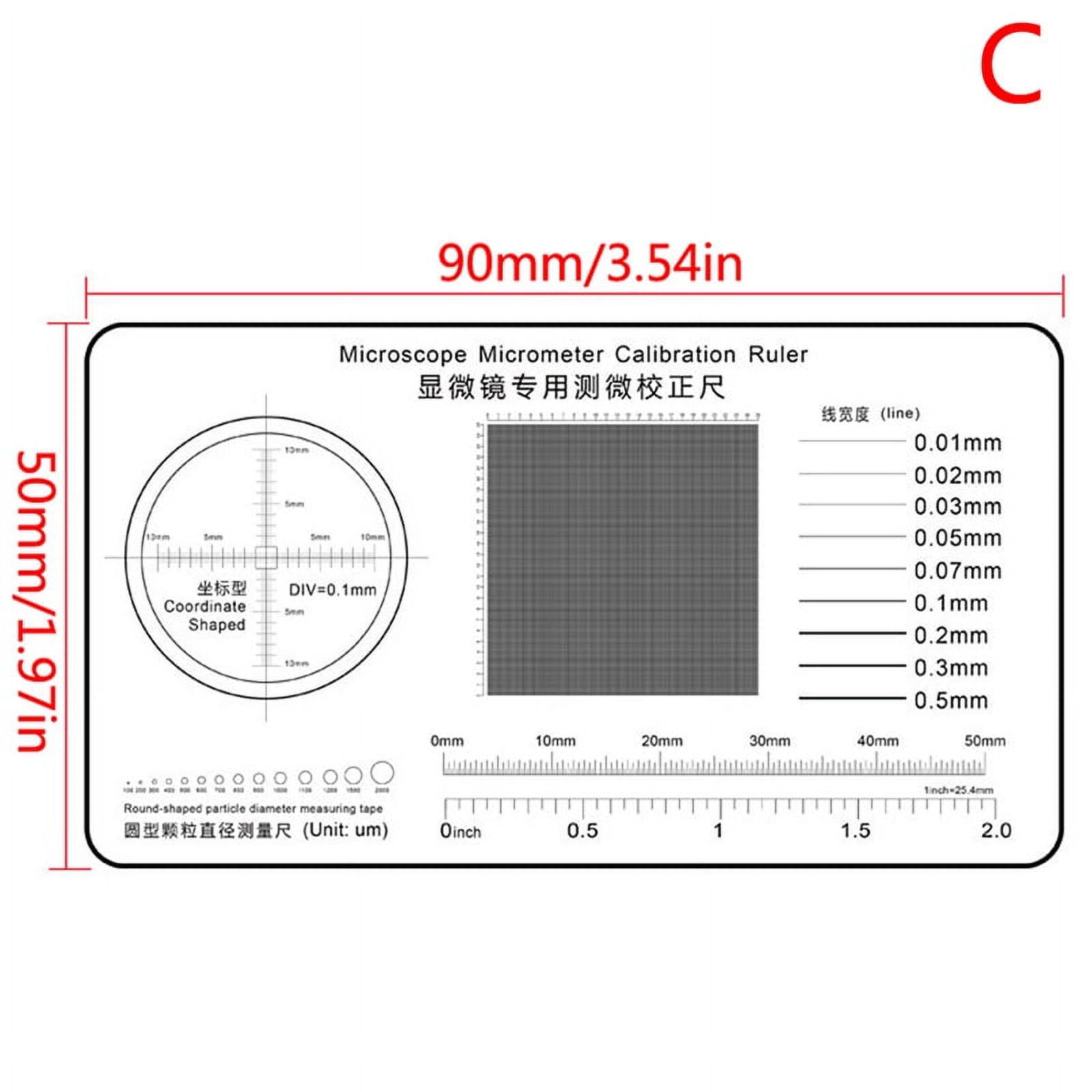 Soft Ruler Microscope Micrometer Calibration Slide Line Width Particle Diameter Measurement Tool ...