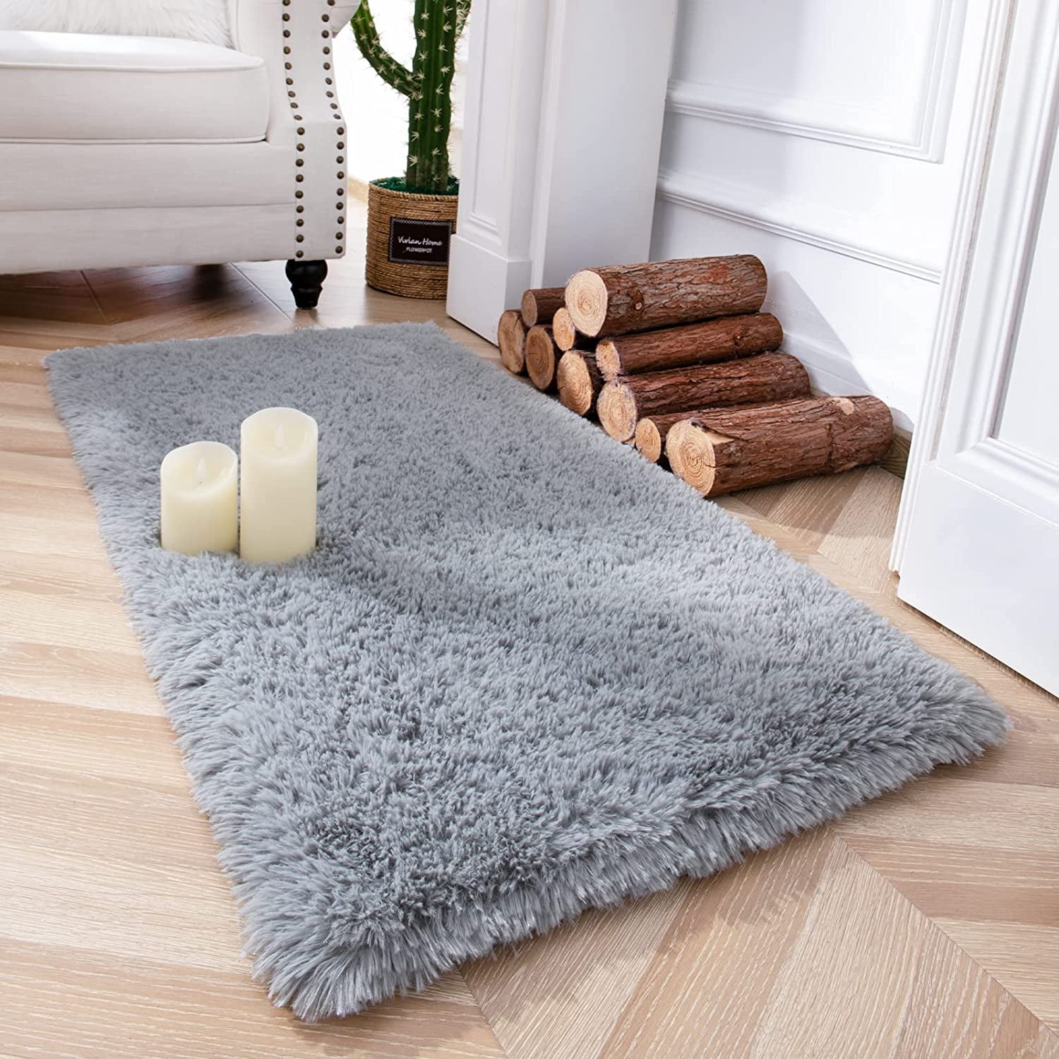 Soft Runner Rug for Bedroom Living Room Plush Fluffy Rug 2x3 Feet, Shag ...