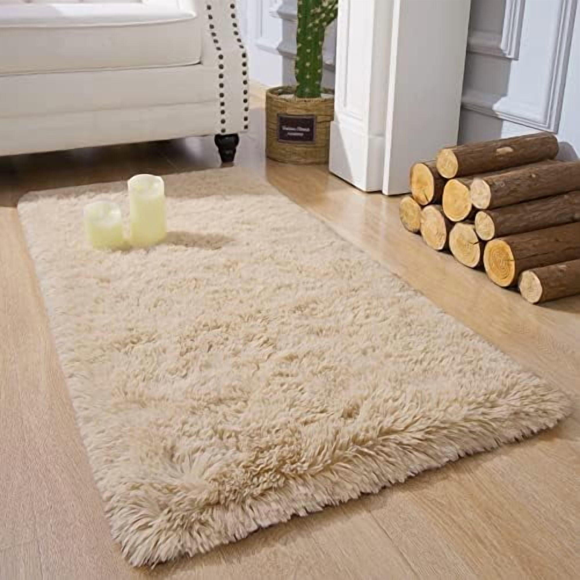 Soft Runner Rug for Bedroom Living Room Plush Fluffy Rug 2x4 Feet, Shag ...