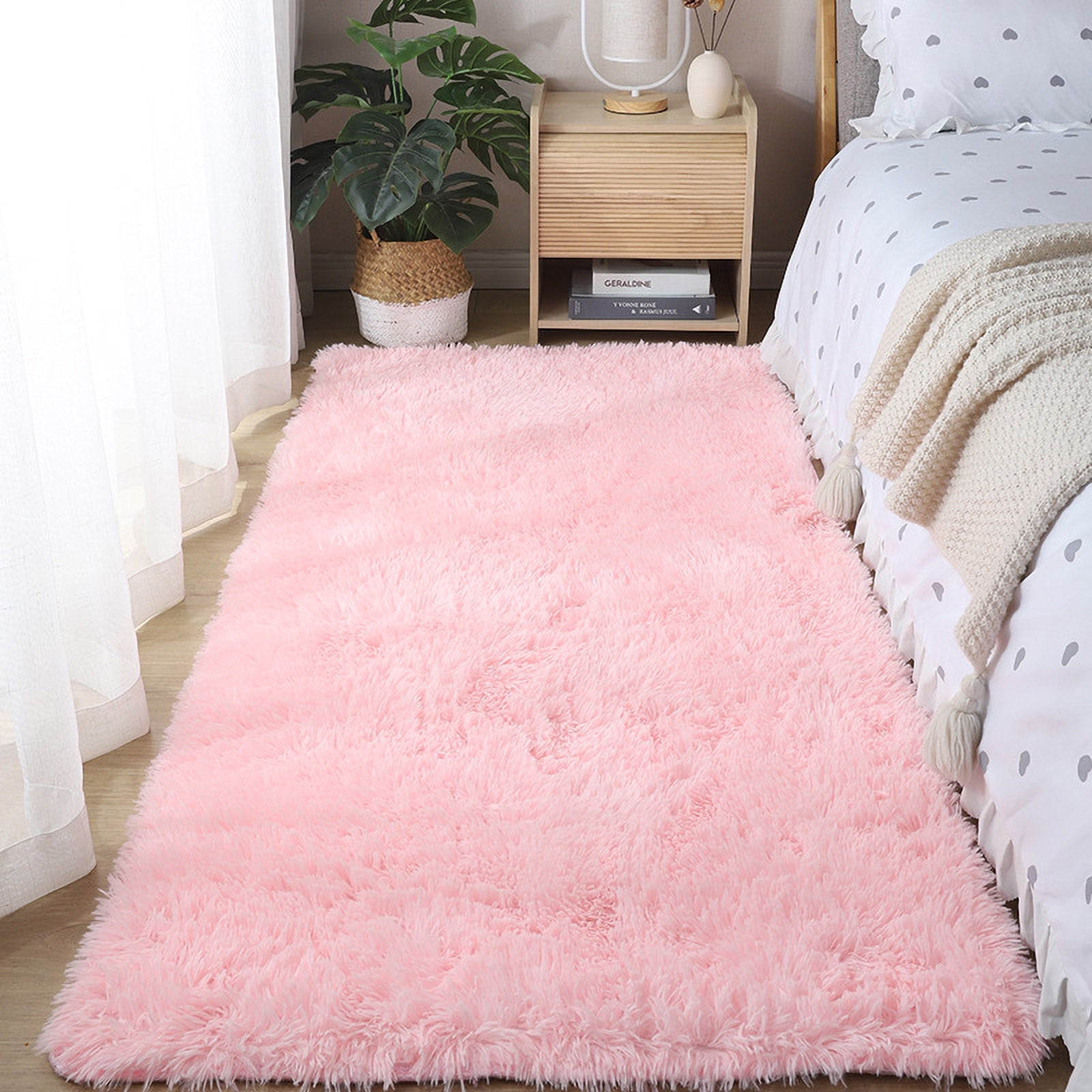Soft Runner Rugs for Bedroom Hallways, 23.6x3.5 In Fluffy Shag Throw ...