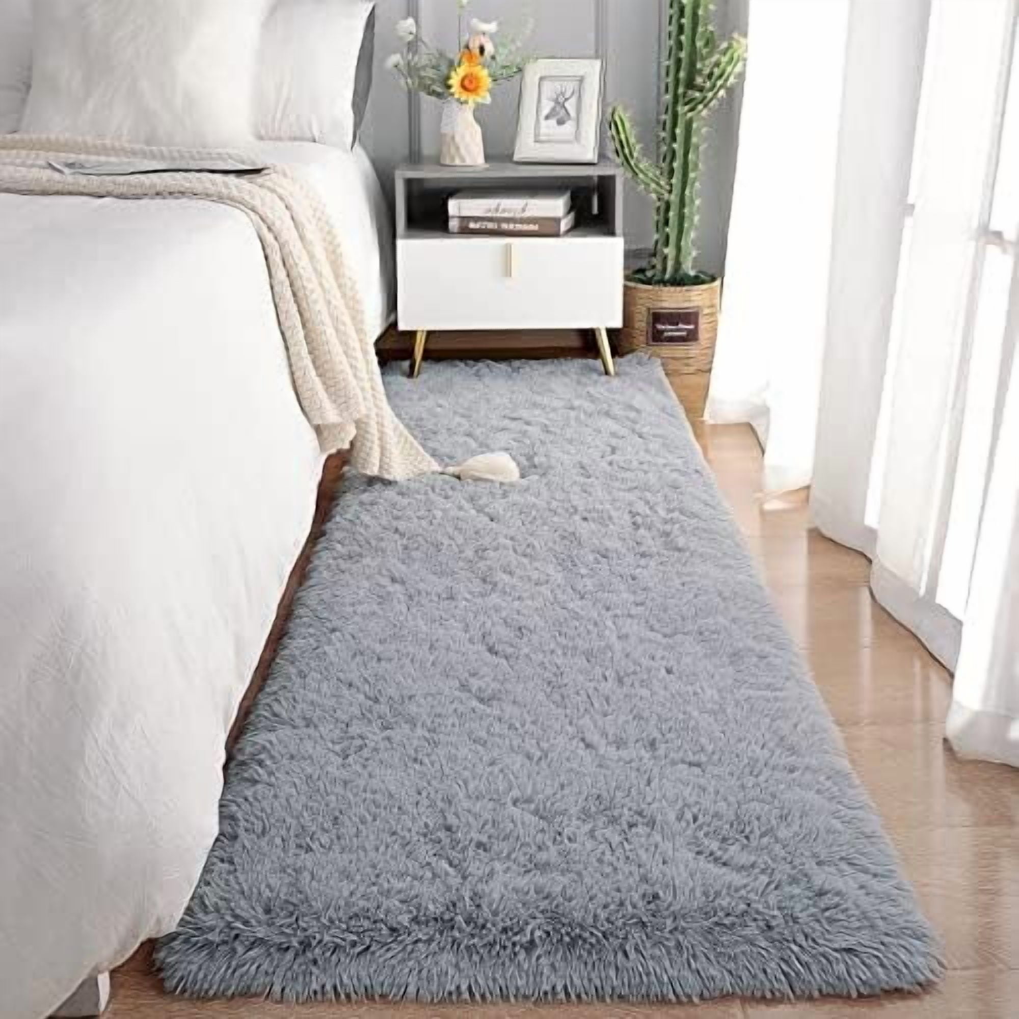 Soft Runner Rugs for Bedroom Living Room Plush Fluffy Rug 2x7 Feet ...