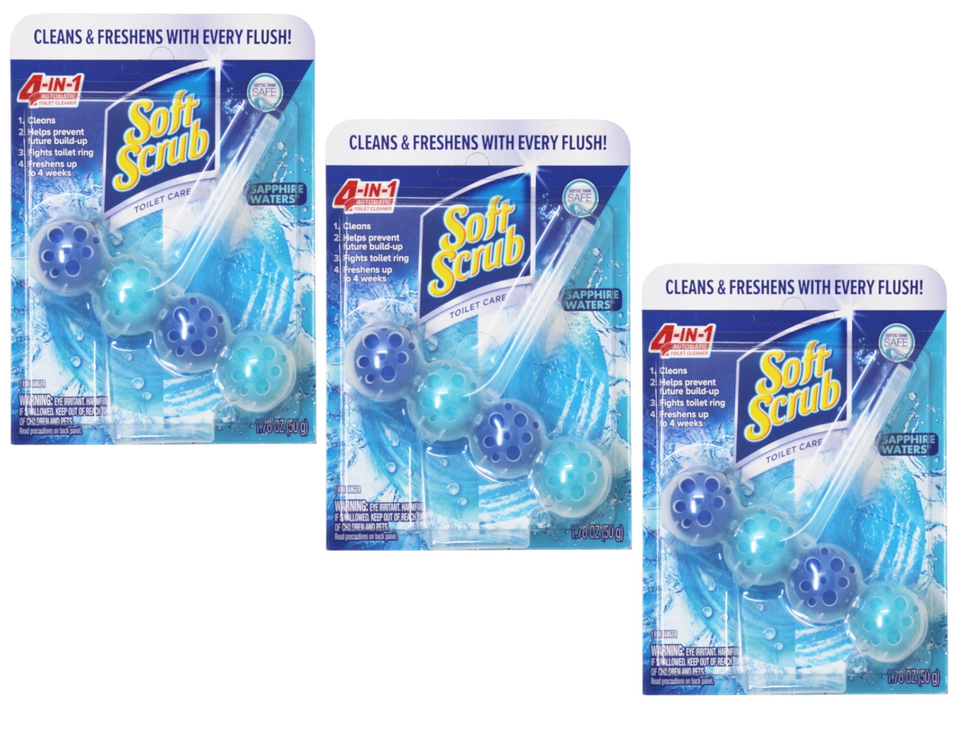 Soft Scrub 4-in-1 Rim Hanger Automatic Toilet Bowl Cleaner, Sapphire ...