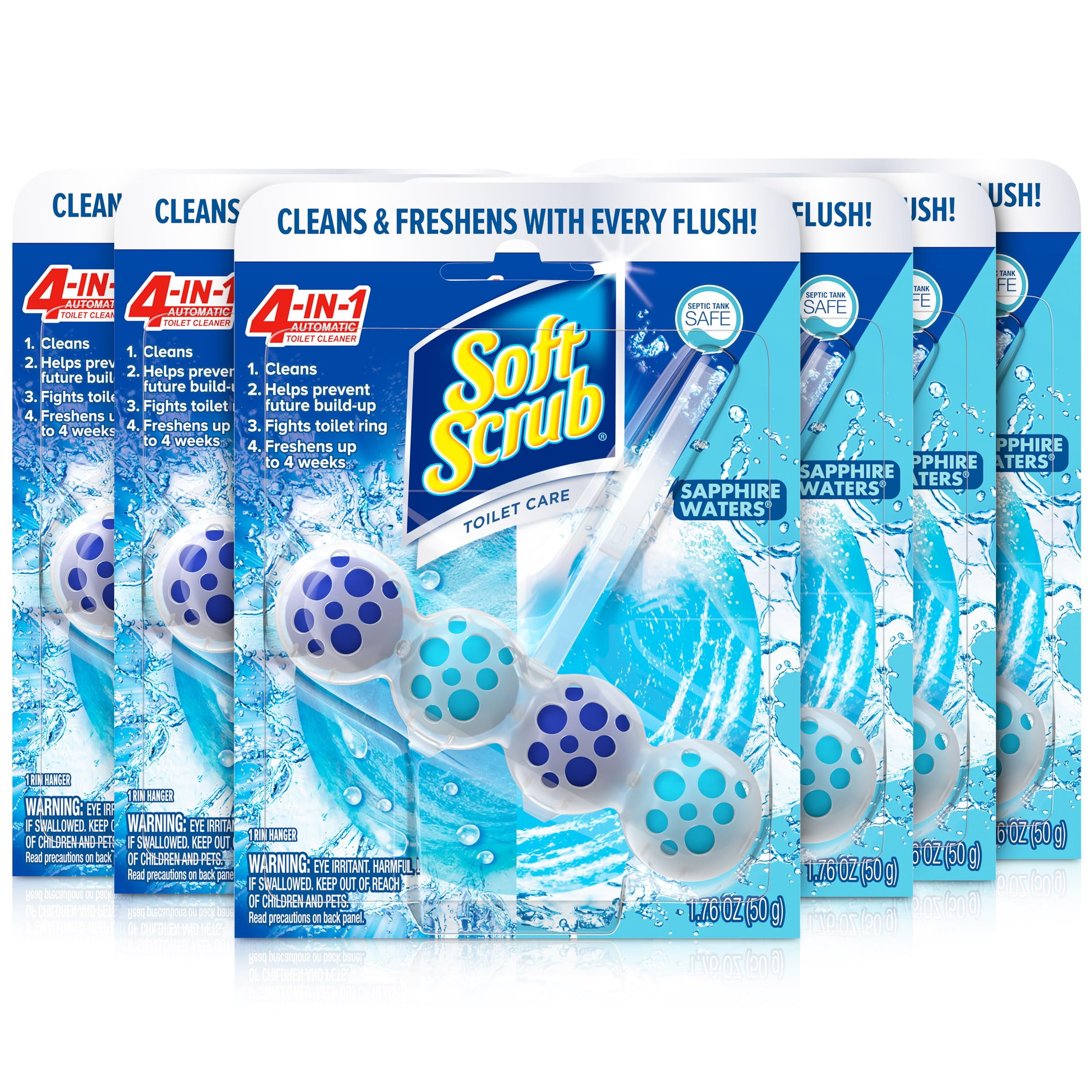 Soft Scrub 4-in-1 Rim Hanger Toilet Bowl Cleaner, Sapphire Waters, 6 ...
