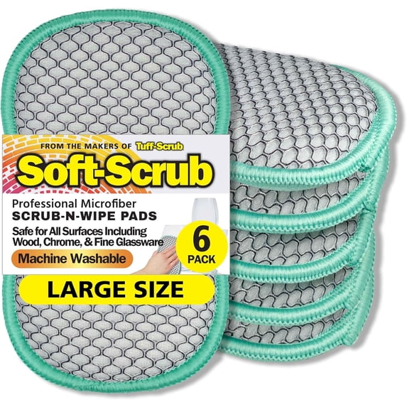 Soft-Scrub by Scrub-N-Wipe Pad, Large, 6-Pack, Microfiber, Multi ...