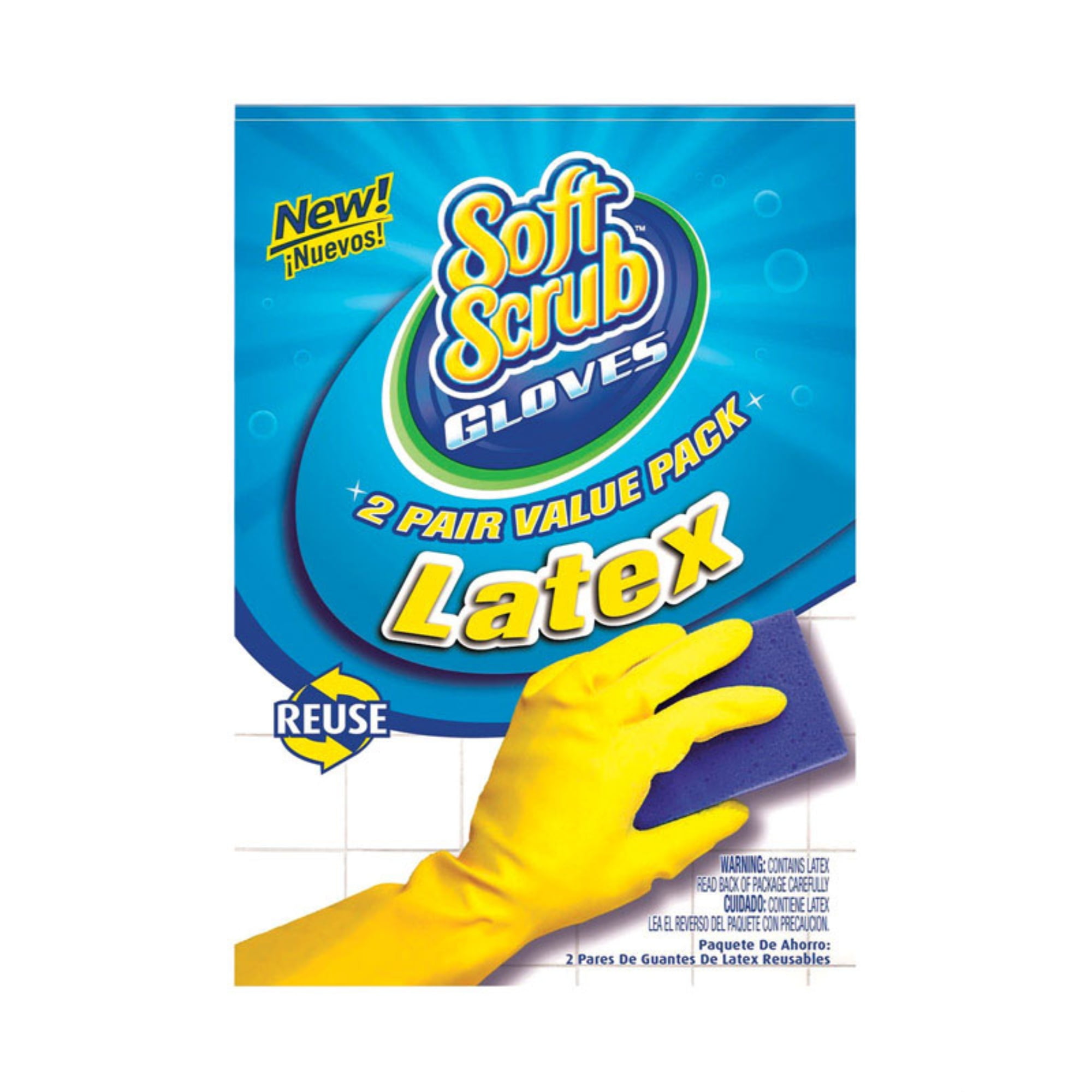 Soft Scrub XL Latex Cleaning Gloves, Non-Slip Grip, Extra Long Cuff, 2 ...