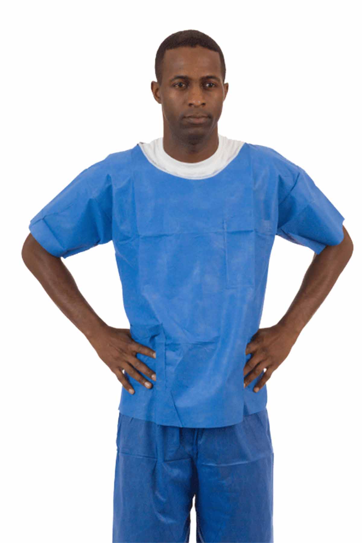 Soft Scrubs™, Denim Blue SMS Soft Scrub Short Sleeve Shirt, Round ...