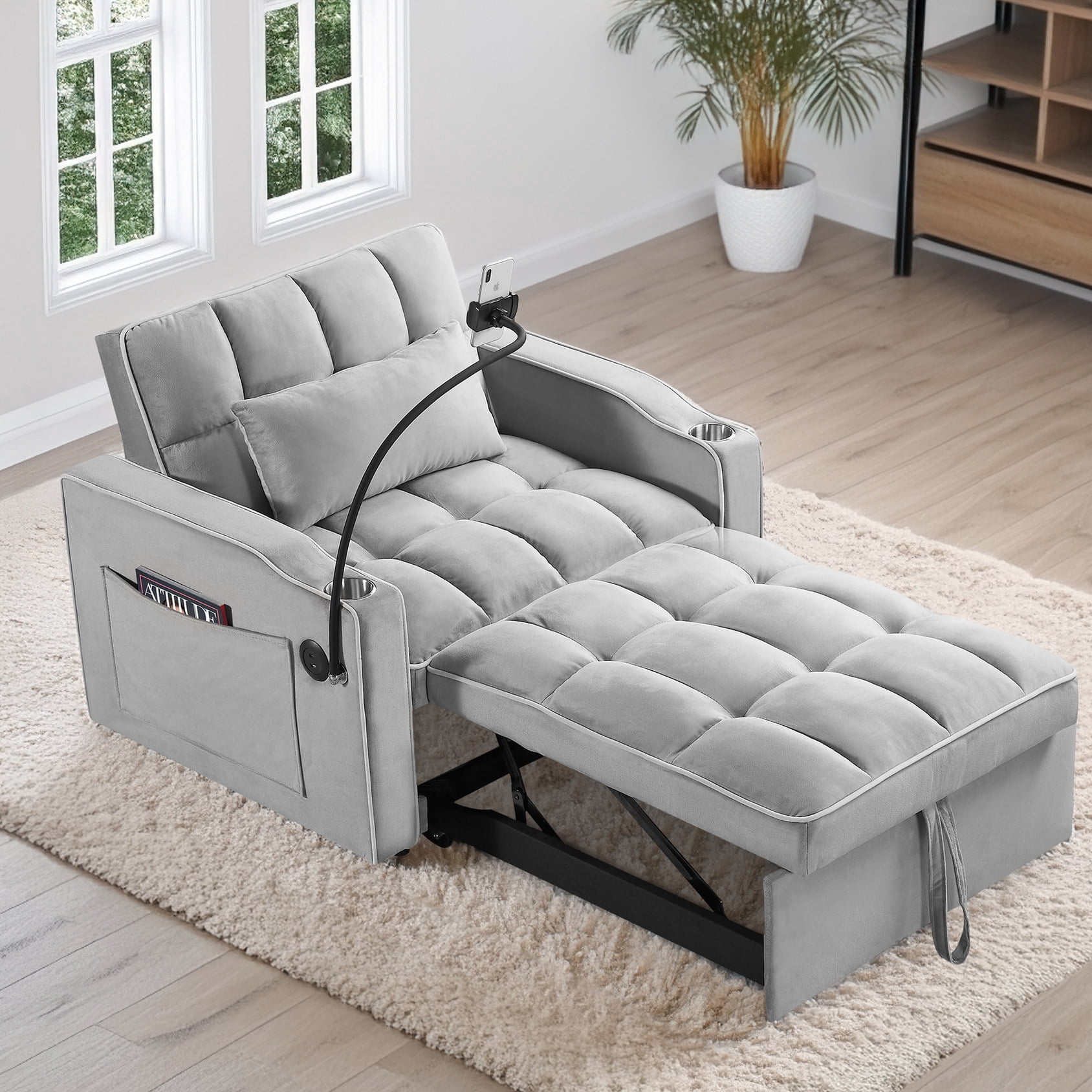 Soft Seated 3-in-1 Sleeper Chair | Pull Out for Lounging or Single Bed ...