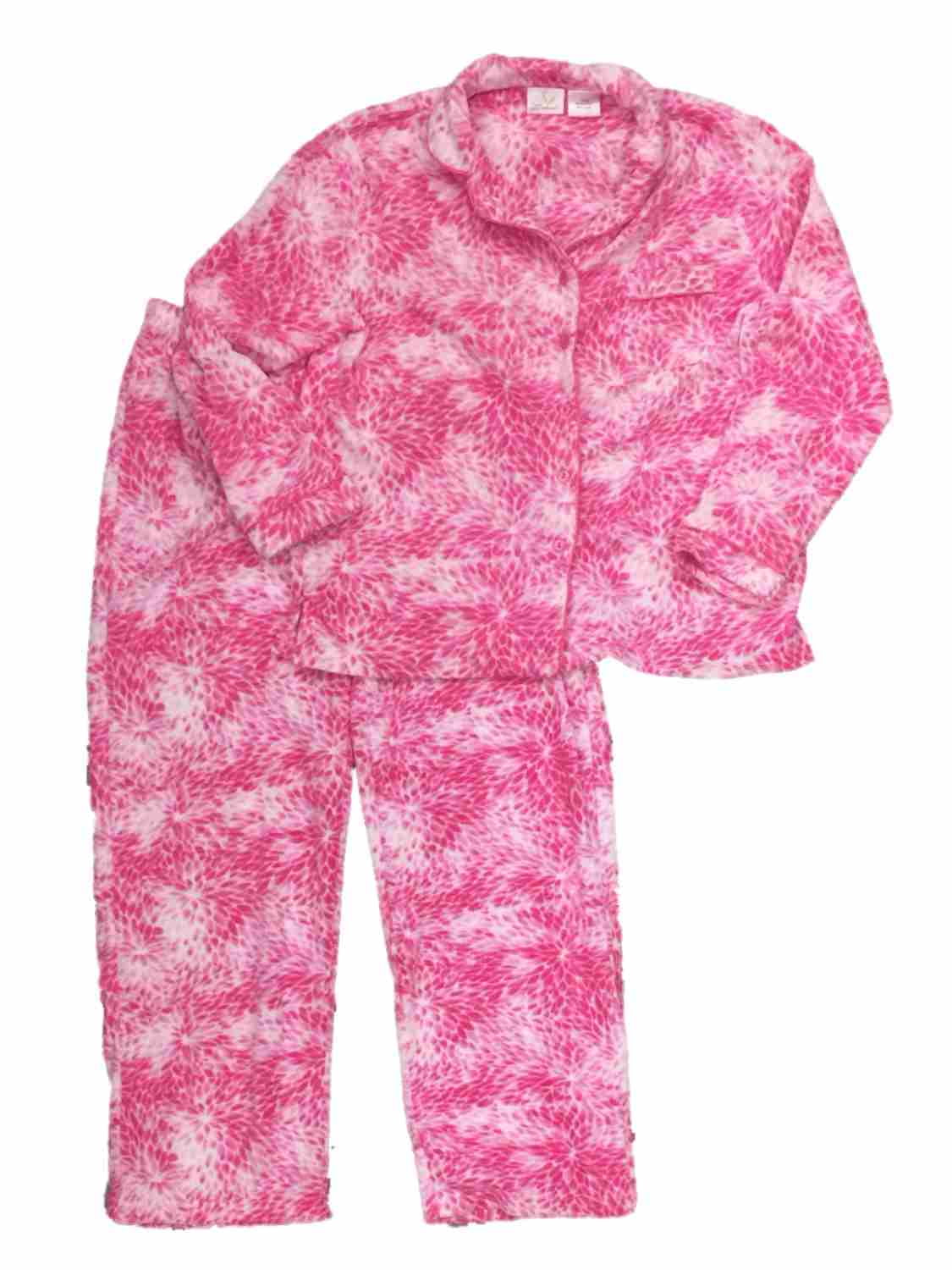 Soft Sensations Womens Pink Flower Paisley Fleece Pajamas PJs Lounge ...