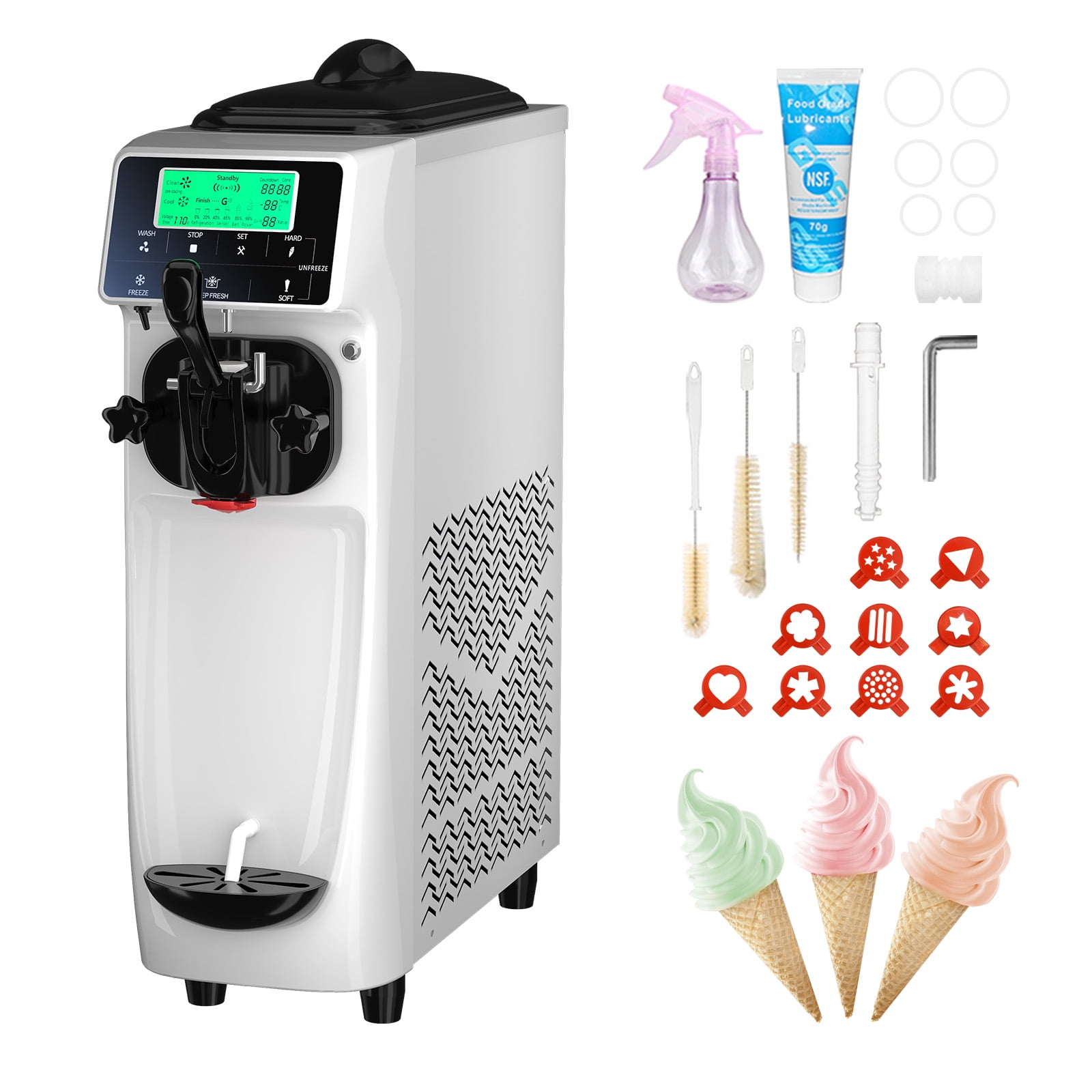 Soft Serve Ice Cream Machine, 3.2 to 4.2 Gal/H Soft Serve Ice Cream ...