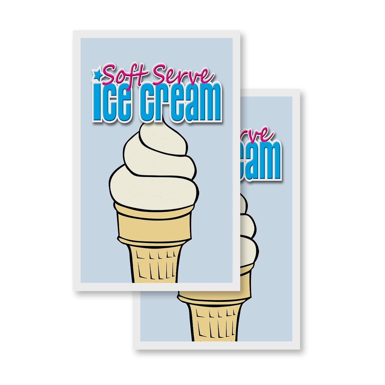 Soft Serve Vanilla Ice Cream (2-PACK) 24" x 36" Vinyl Decals | Sign ...
