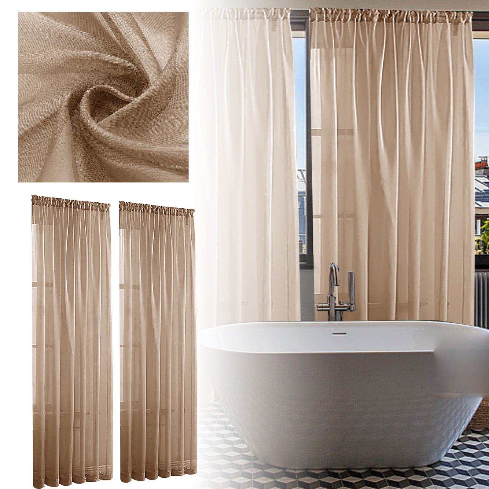 Soft Sheer Curtains 1 Panel Set Lightweight Translucent Window ...