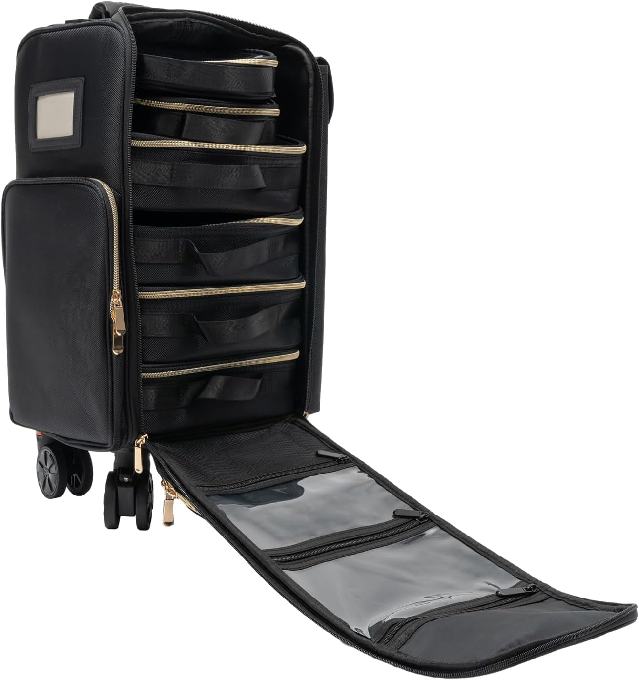 Soft Sided Rolling Makeup Train Case Pro Oxford Fabric Cosmetic Storage Organizer Travel Trolley ...