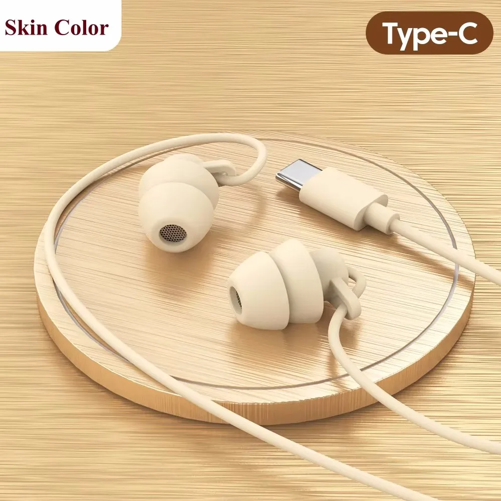 Soft Silicone Headphones In-Ear Type C/3.5mm Jack Wired Earphones Sleep ...