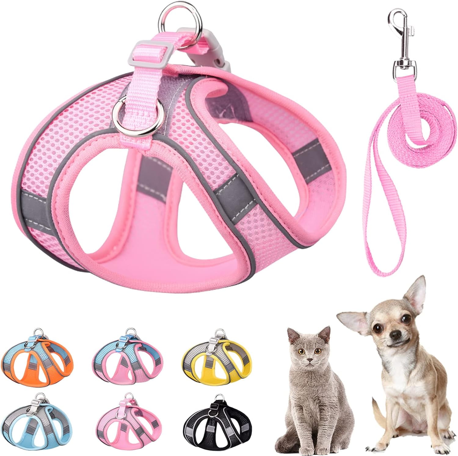 Soft Small Dog Harness and Leash Set Step in Air Mesh Puppy Harness ...
