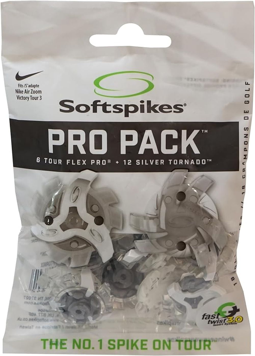 Soft Spikes Nike Pro Pack Golf Cleats (White, Fast Twist 3.0) 18 Cleats ...