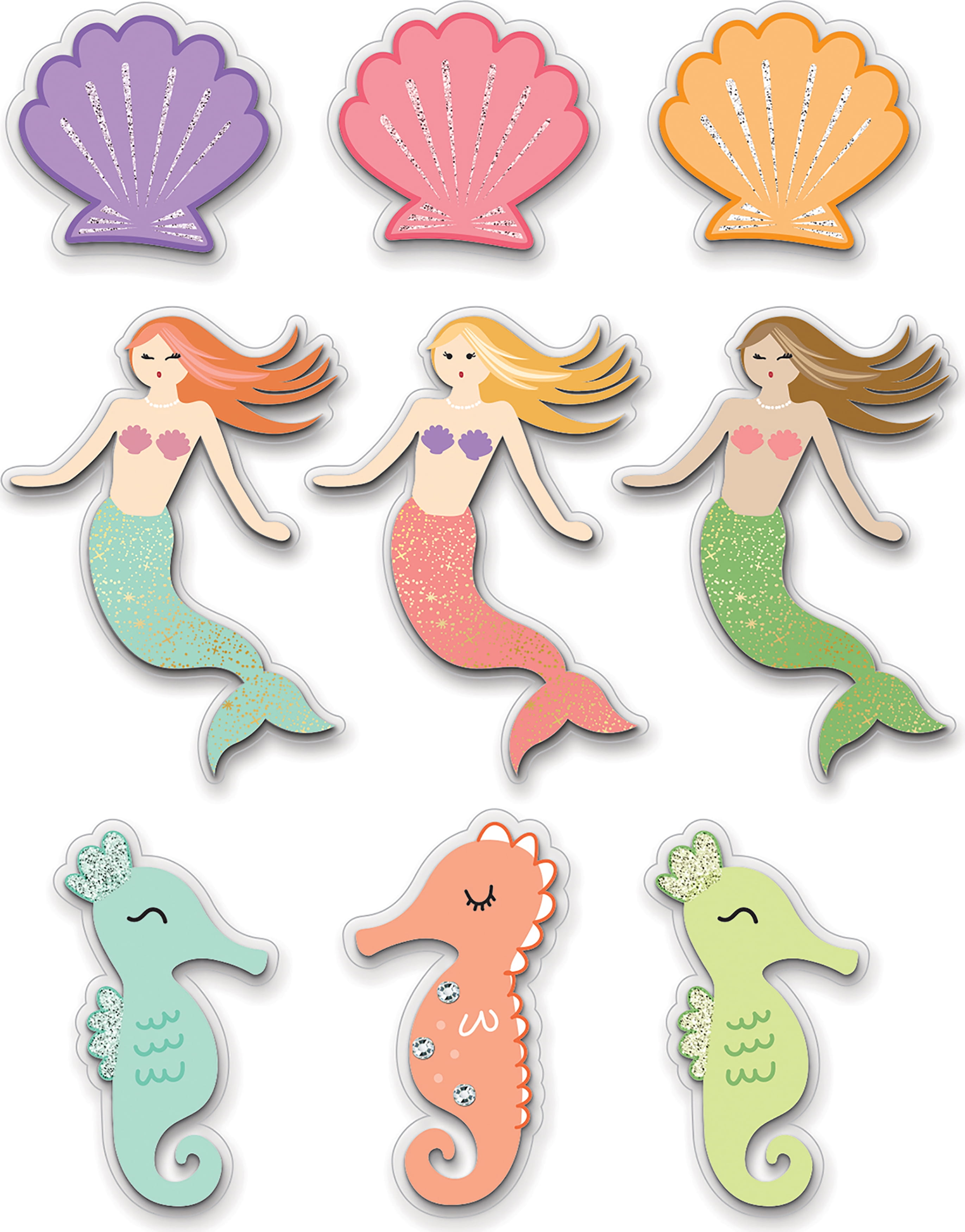 Soft Spoken Themed Embellishments-Mermaids and Seashells - Walmart.com
