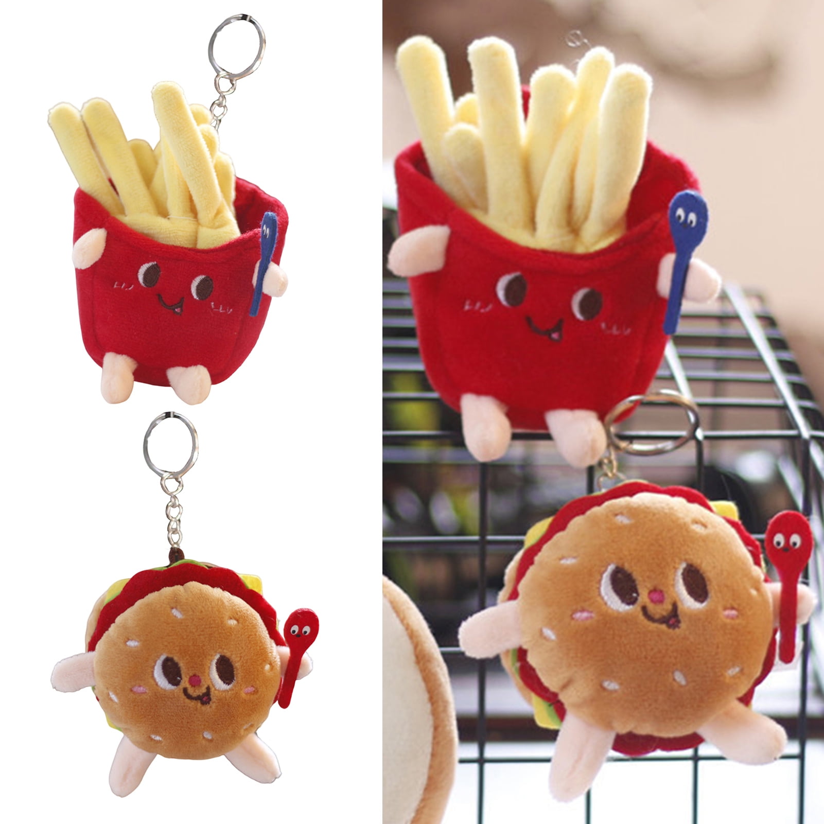 Soft Stuffed Cartoon Doll Plush Keychain - Lovely Hamburger French ...