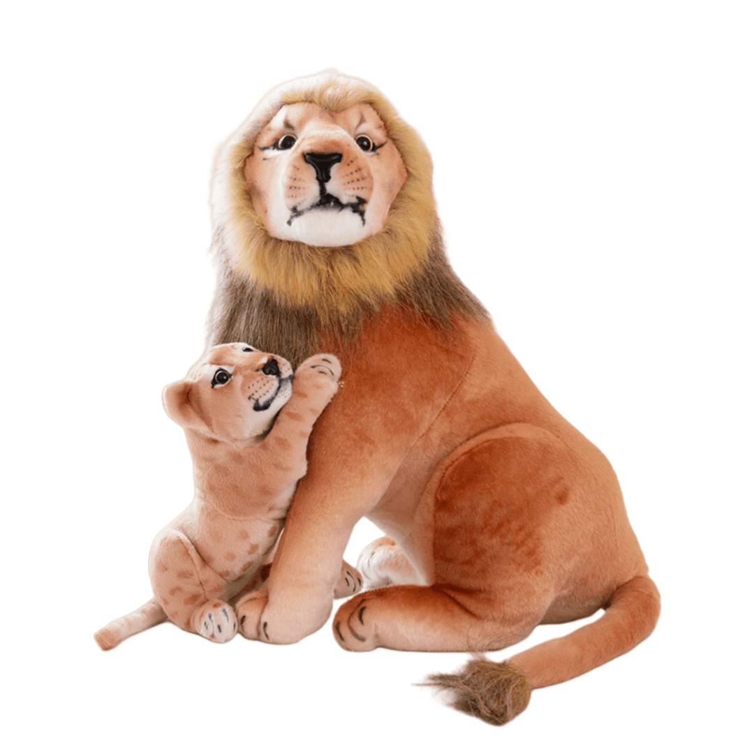 Soft Stuffed Lion Plush Doll Mother & Baby Lion Simulation-18in Perfect ...