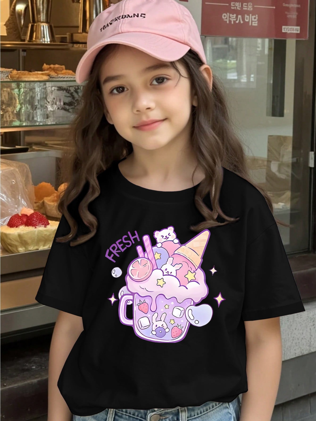 Soft & Stylish Girls' Summer T-Shirt - Ice Cream Cup Print with "PREM ...